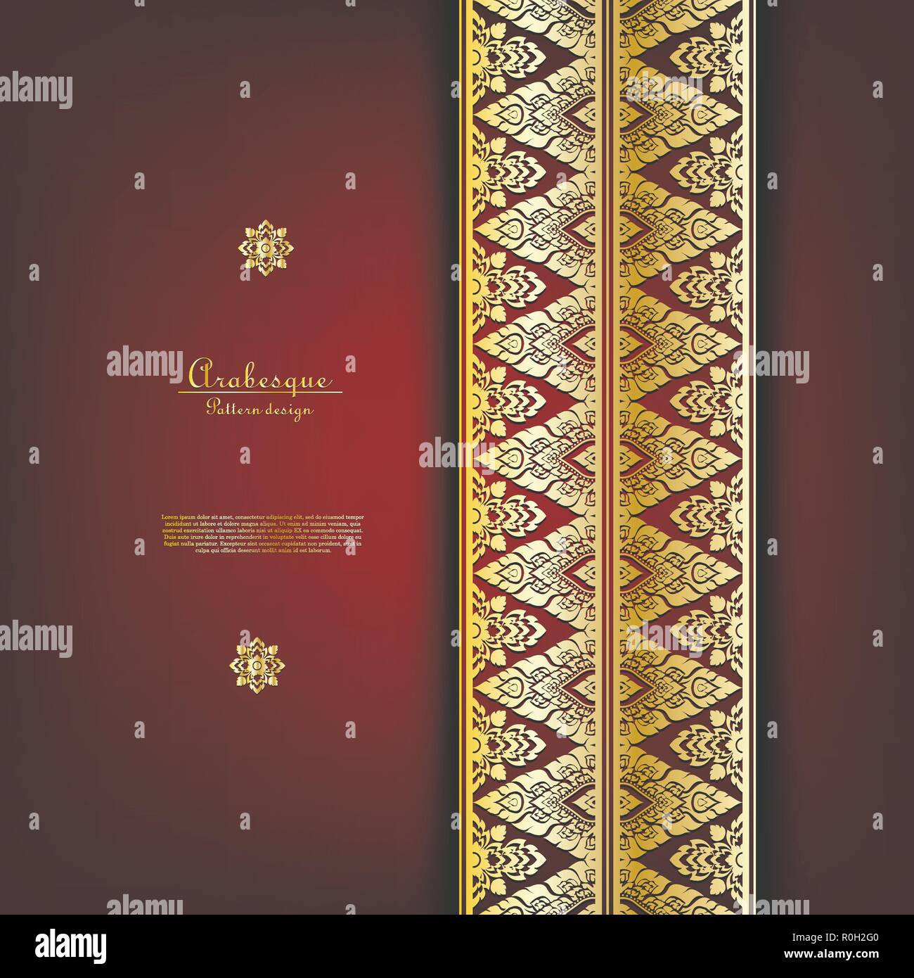 Arabesque Thai classic gold background border vector design Stock ...