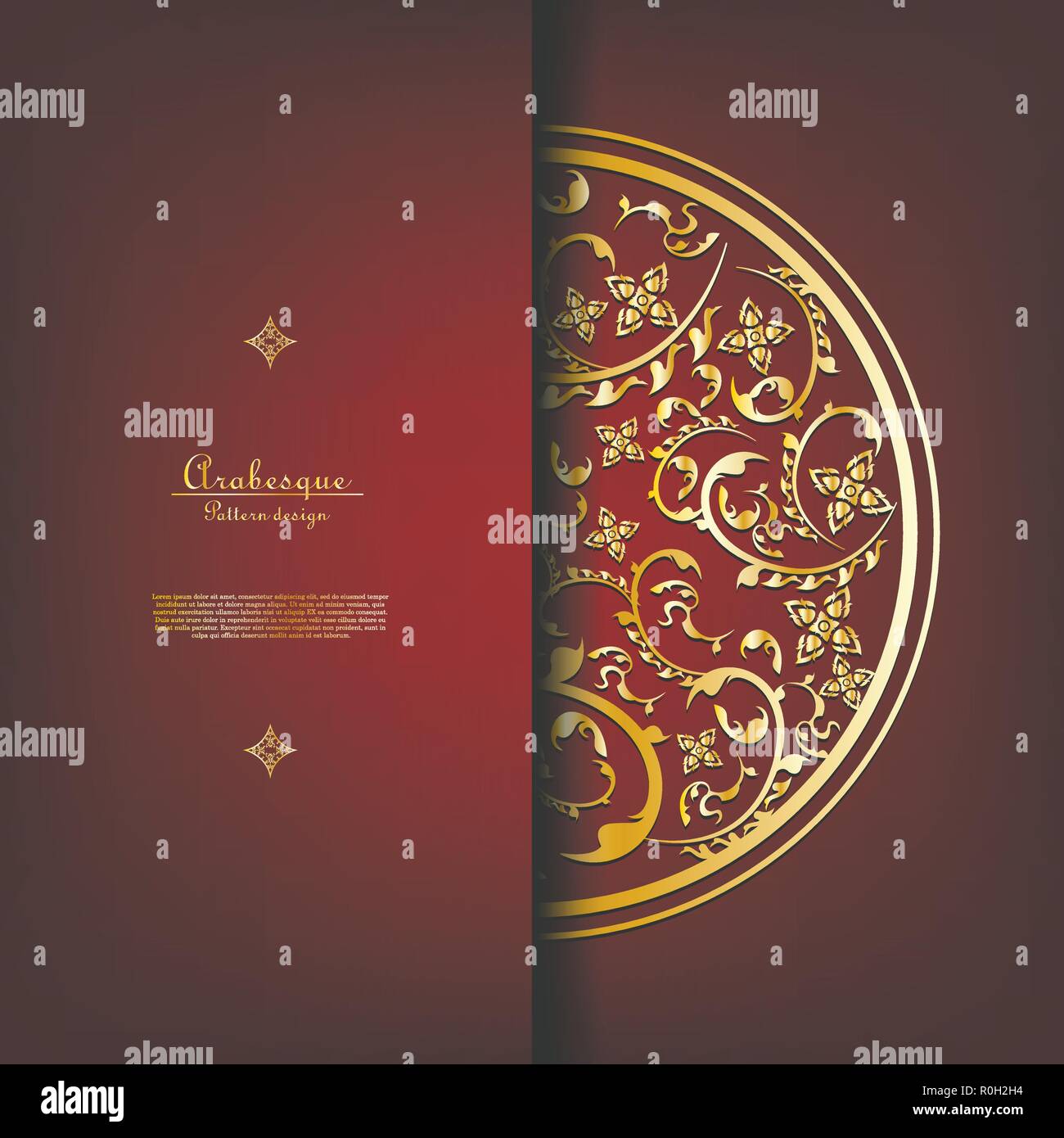 Arabesque Thai element pattern gold background card template vector ...