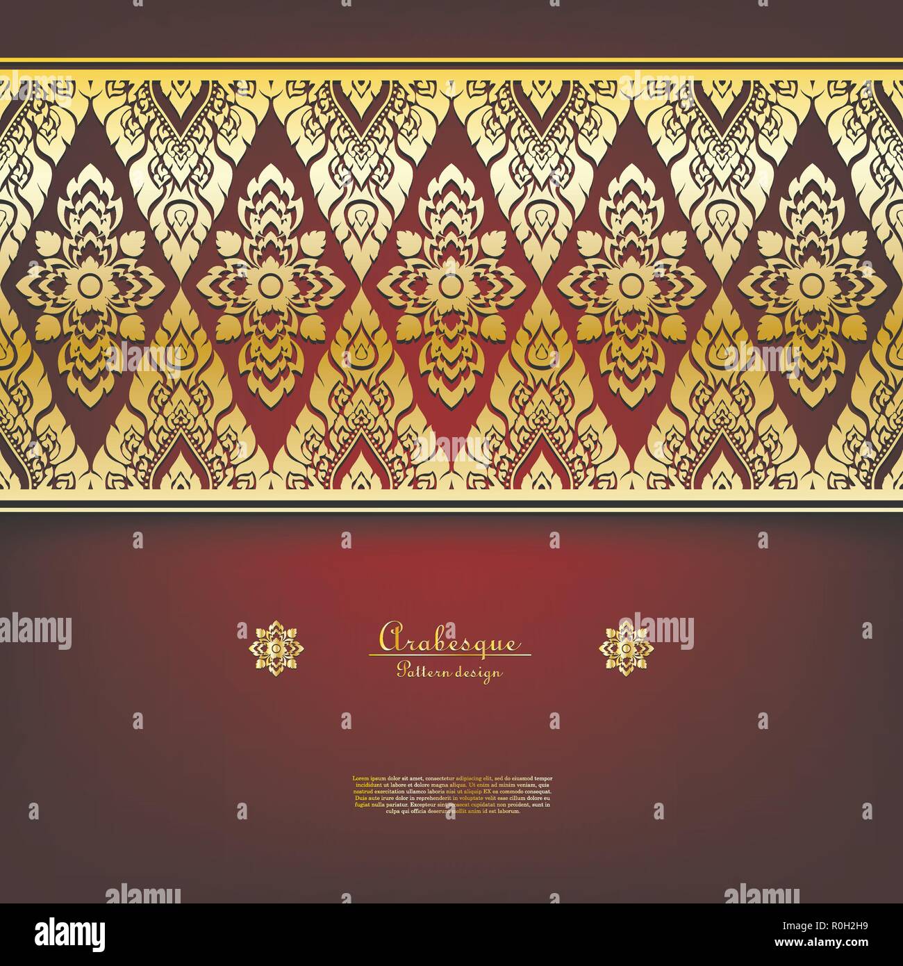 Arabesque Thai gold background border vector design Stock Vector Image ...