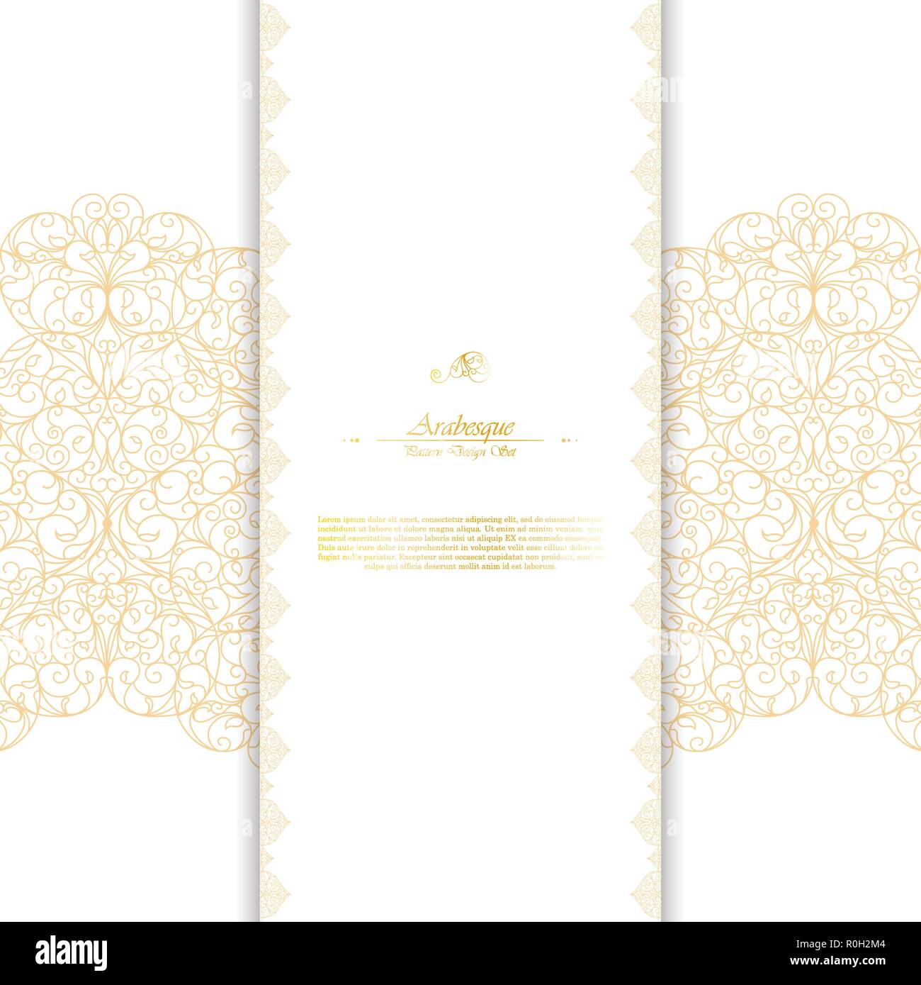 Arabesque abstract classic element vintage white and gold background ...
