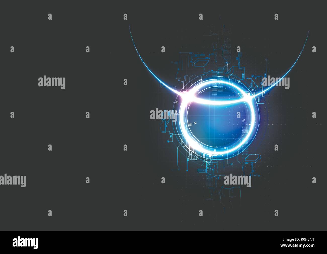Technological encryption circuit eclipse system concept abstract background vector design Stock ...