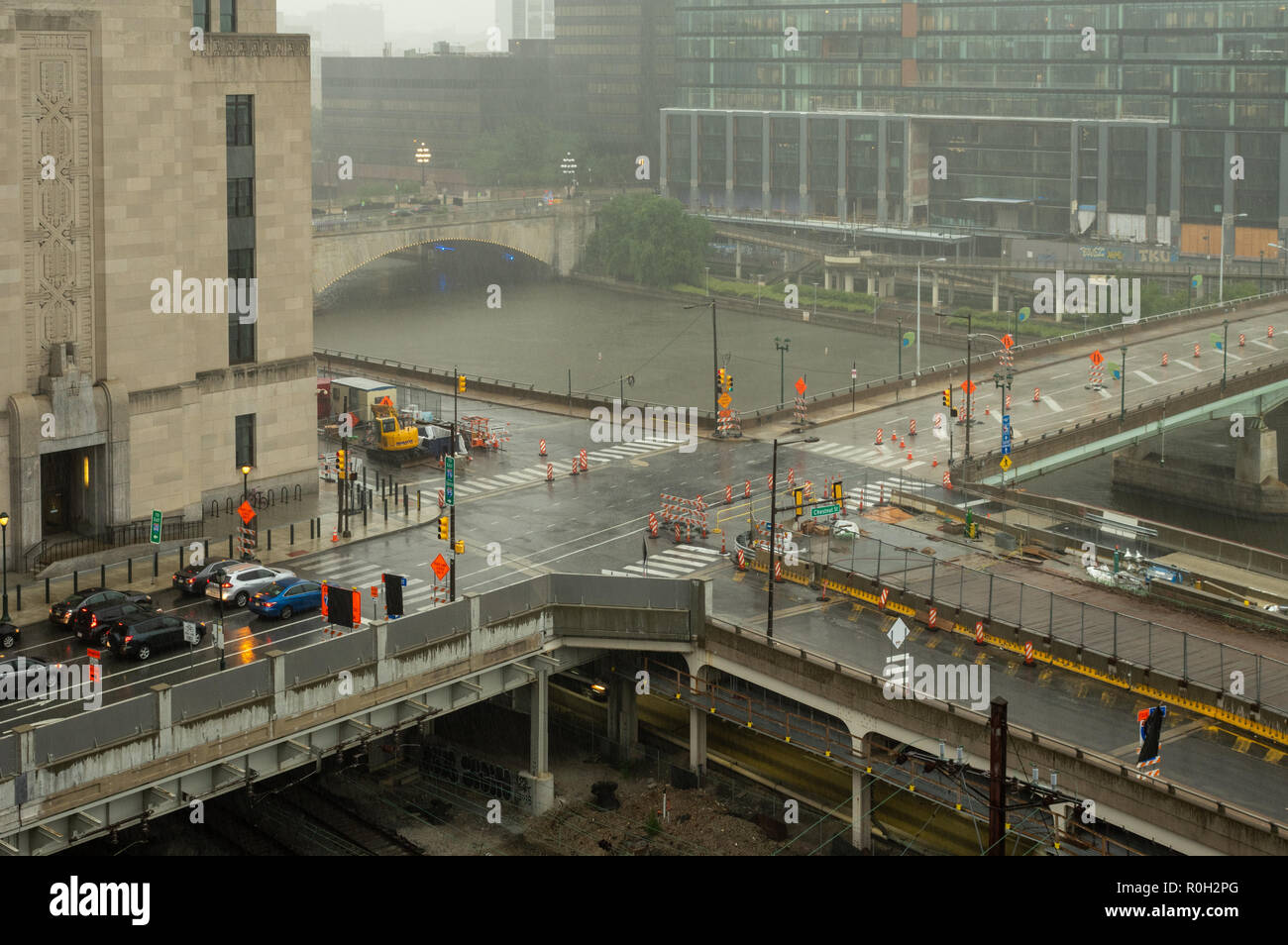 A high angle view of an intersection in a city Stock Photo - Alamy
