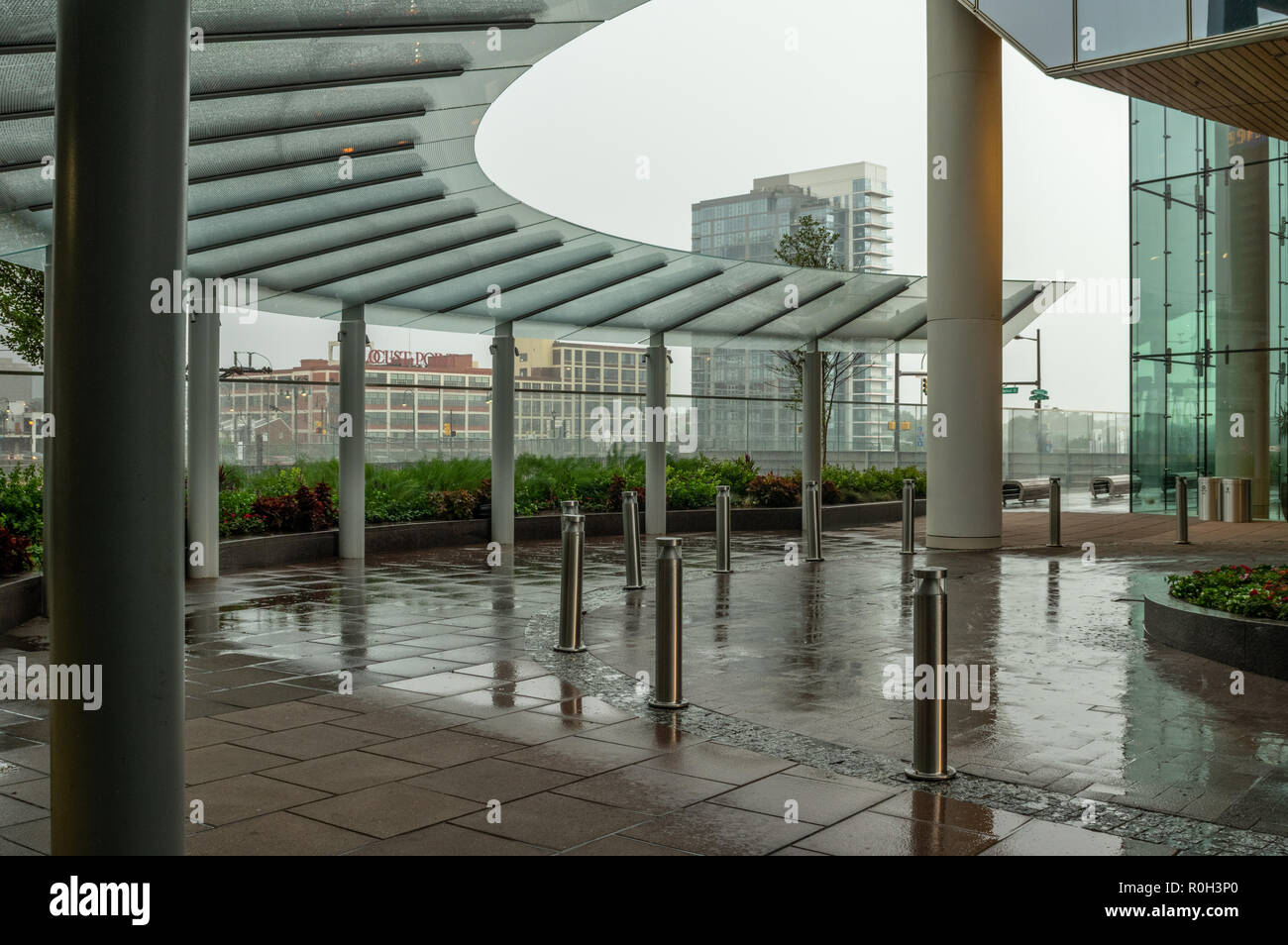 A glass covered walkway in beautiful architecture Stock Photo - Alamy