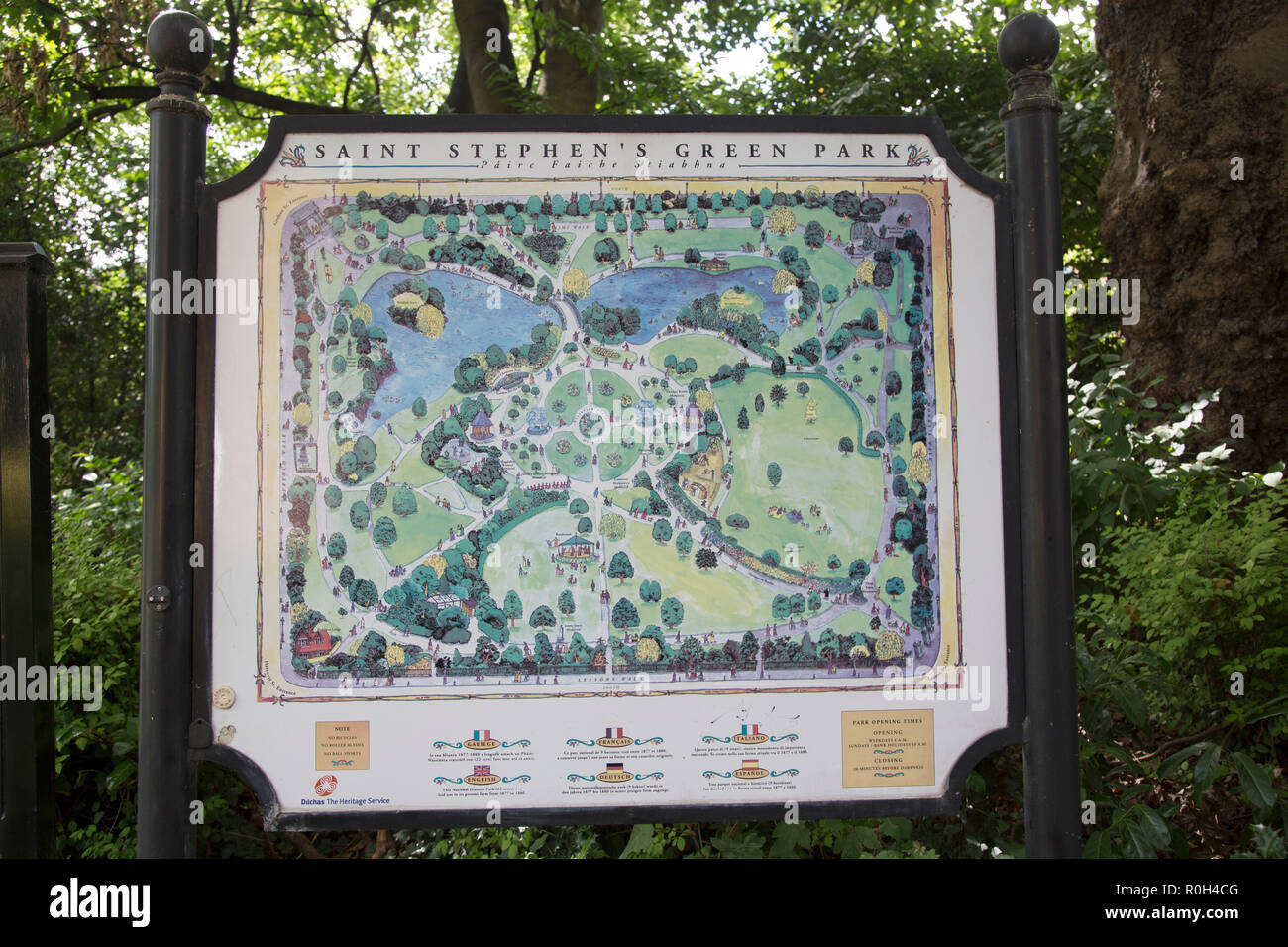 St Stephens Green Park Map, Dublin; Ireland Stock Photo - Alamy