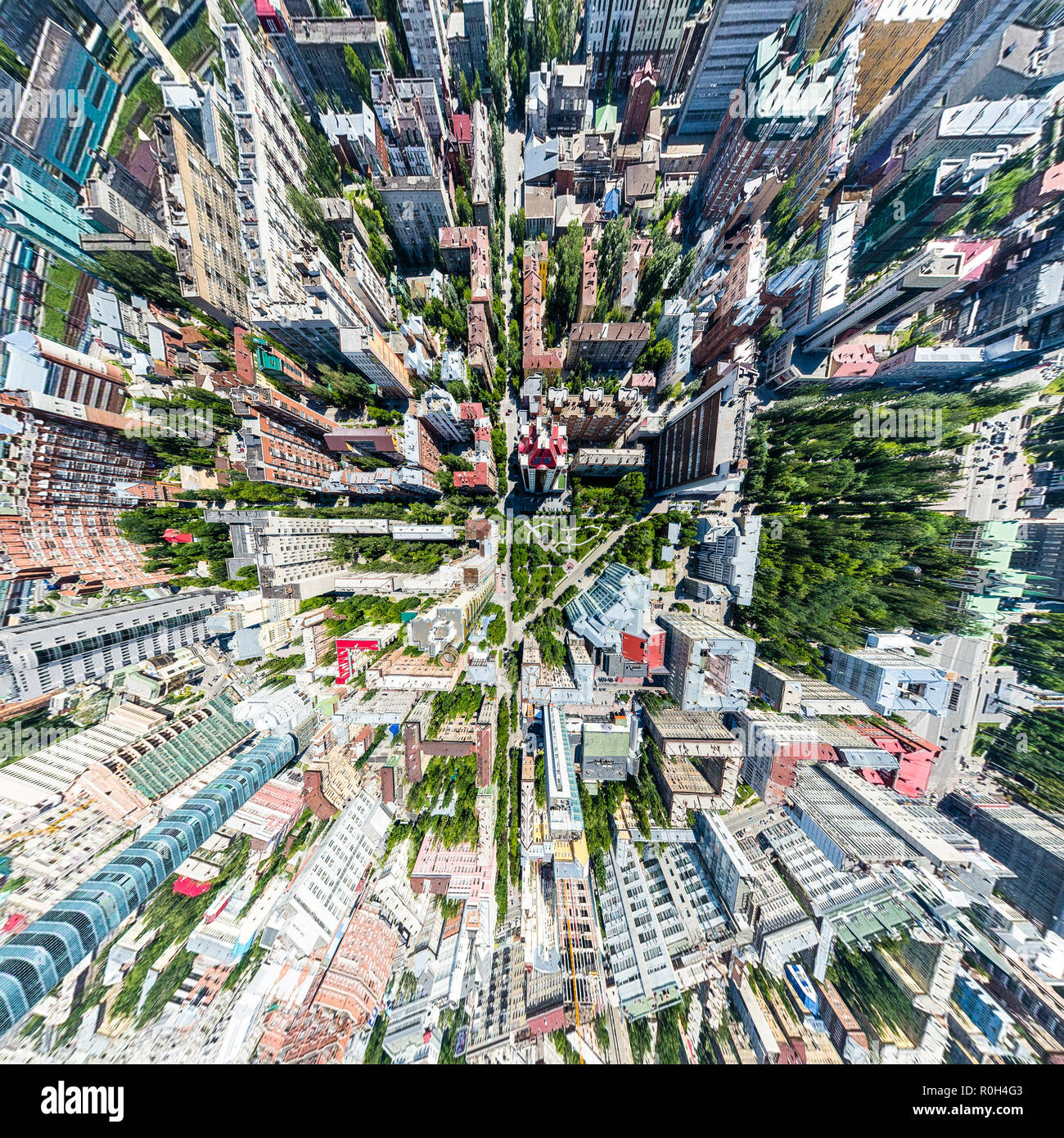 Aerial city view with roads, houses and buildings Stock Photo - Alamy
