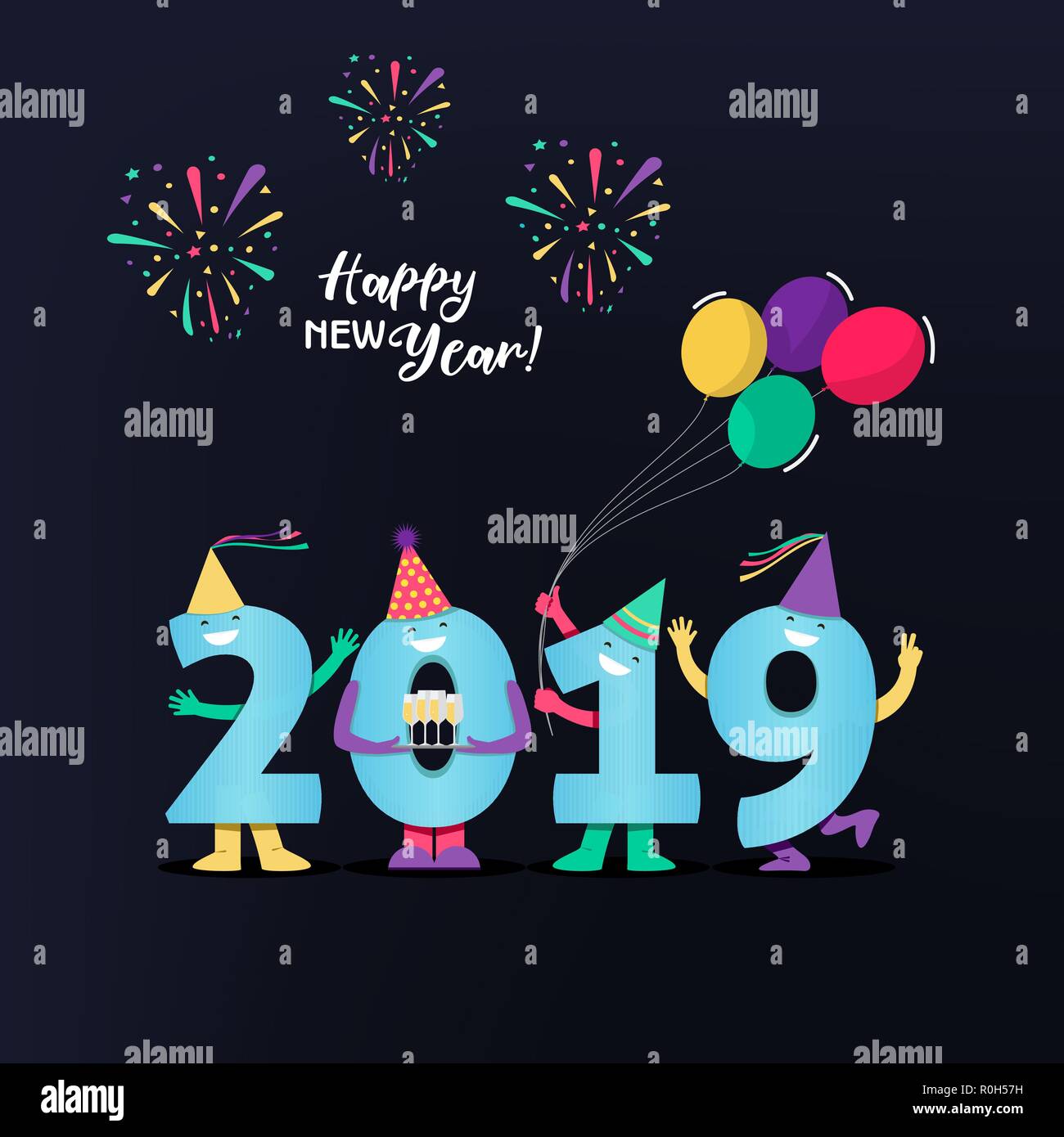 Funny numbers celebrating the new year on a dark background. Vector ...