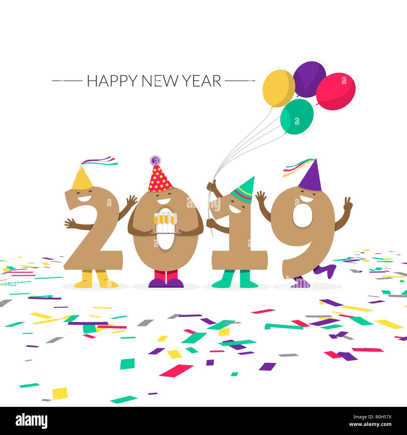 Funny numbers celebrating the new year on a white background. Vector ...