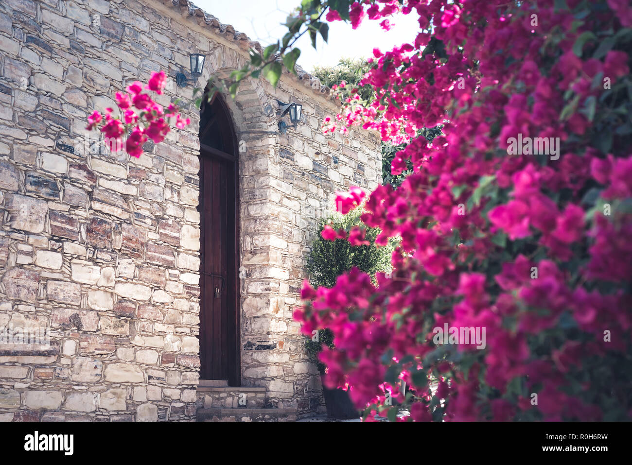 View of cozy village street in Cyprus Stock Photo - Alamy