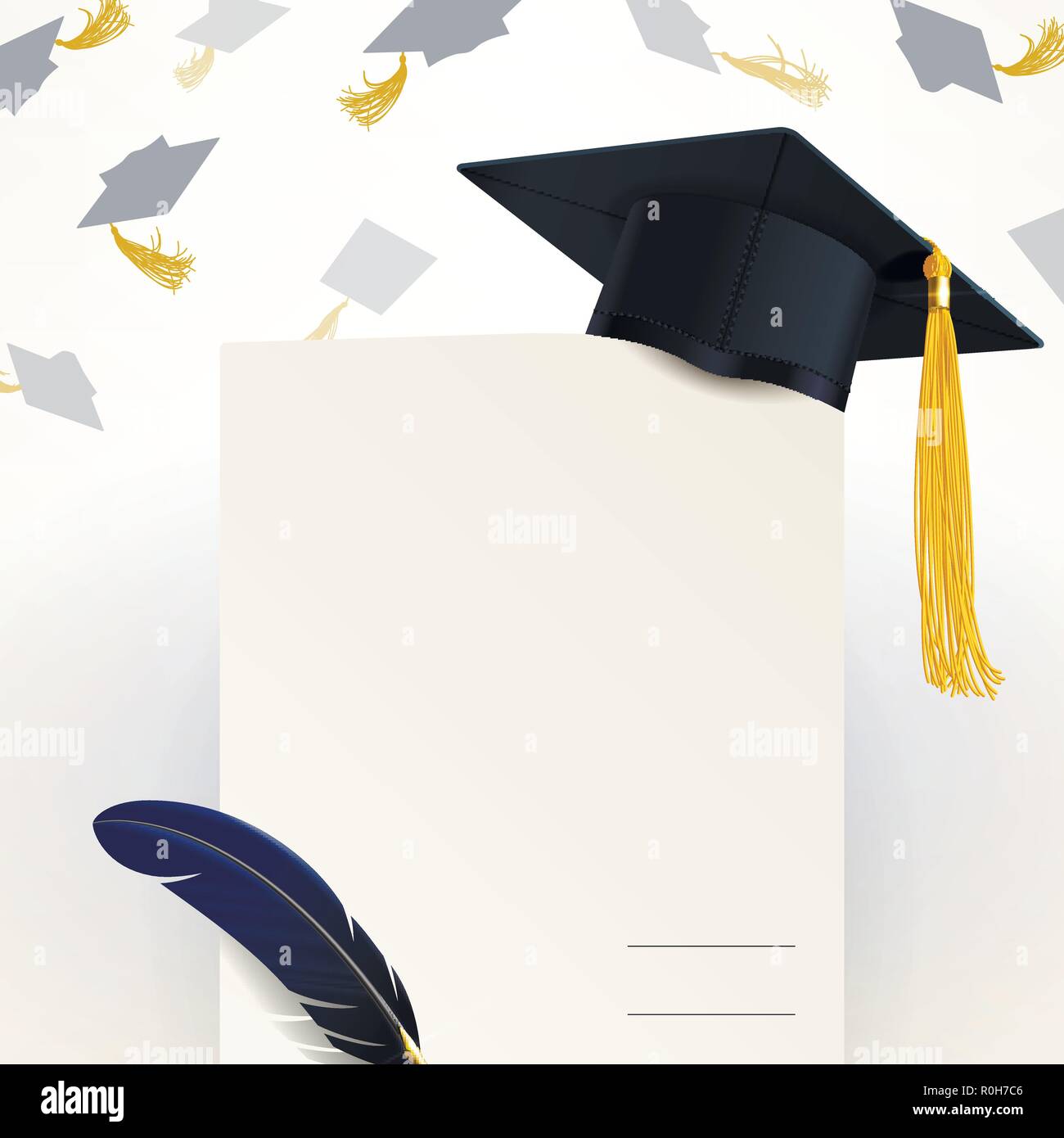 diploma of graduation and graduate cap on a light background Stock ...