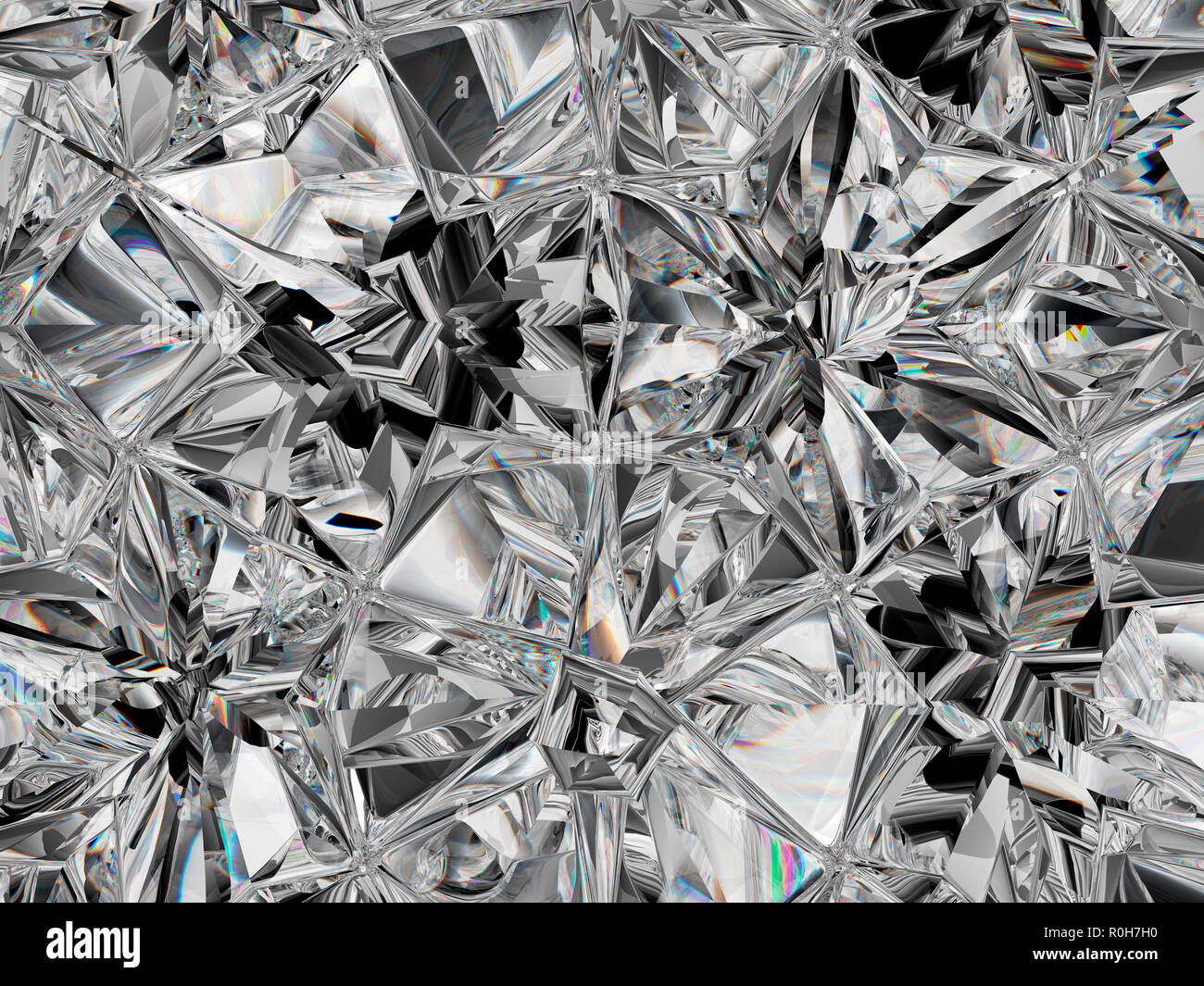 diamond structure extreme closeup and kaleidoscope. top view of round ...