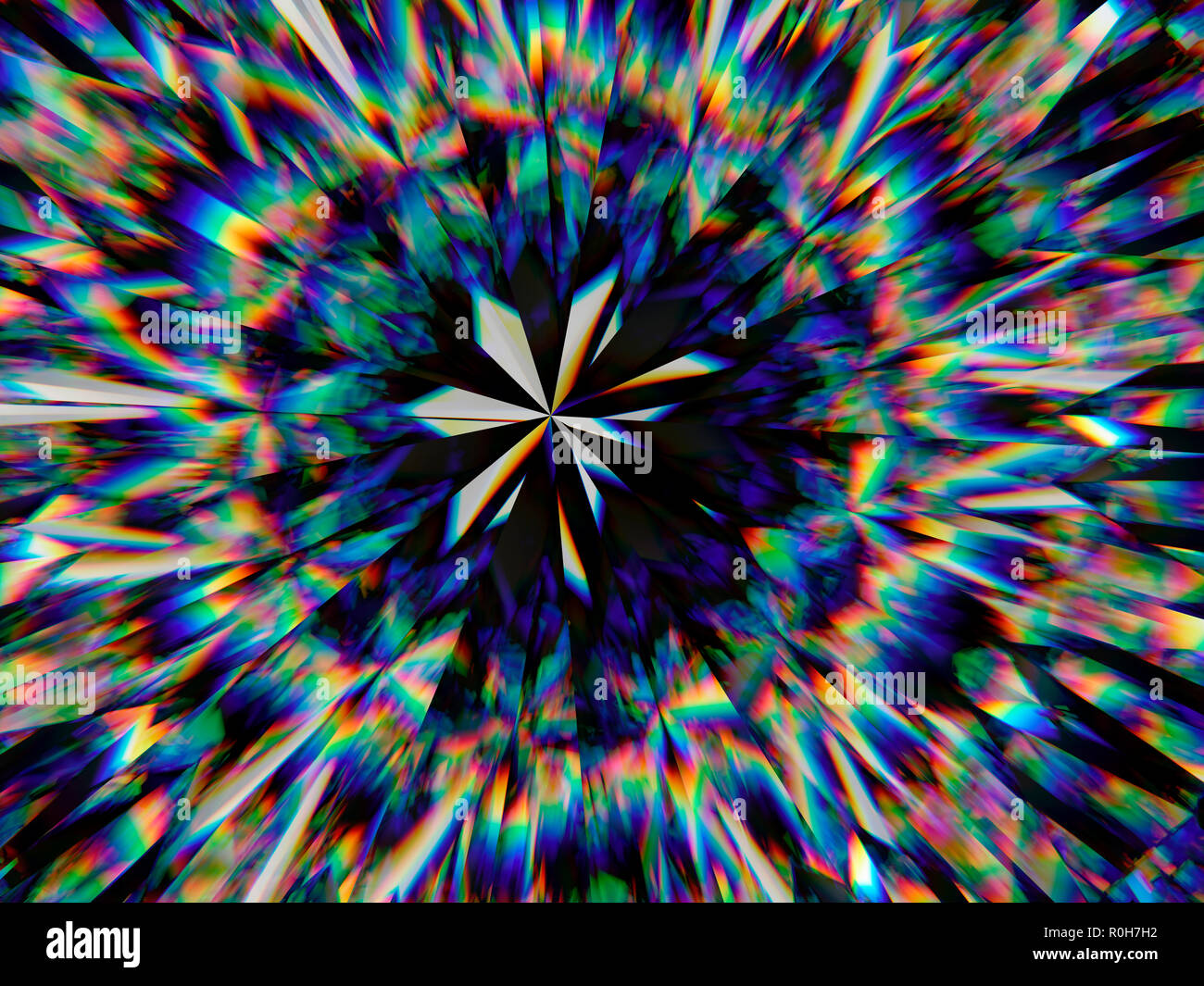 diamond structure extreme closeup and kaleidoscope. top view of round ...