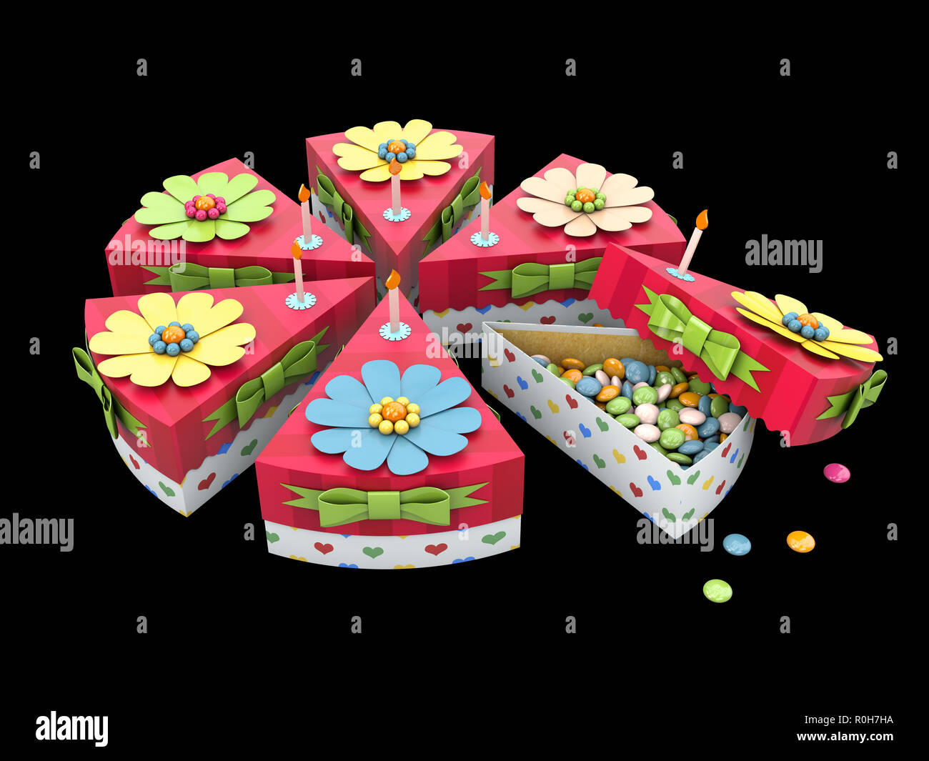 3d Illustration of Holiday triangle Cardboard Cake or pie Box ...