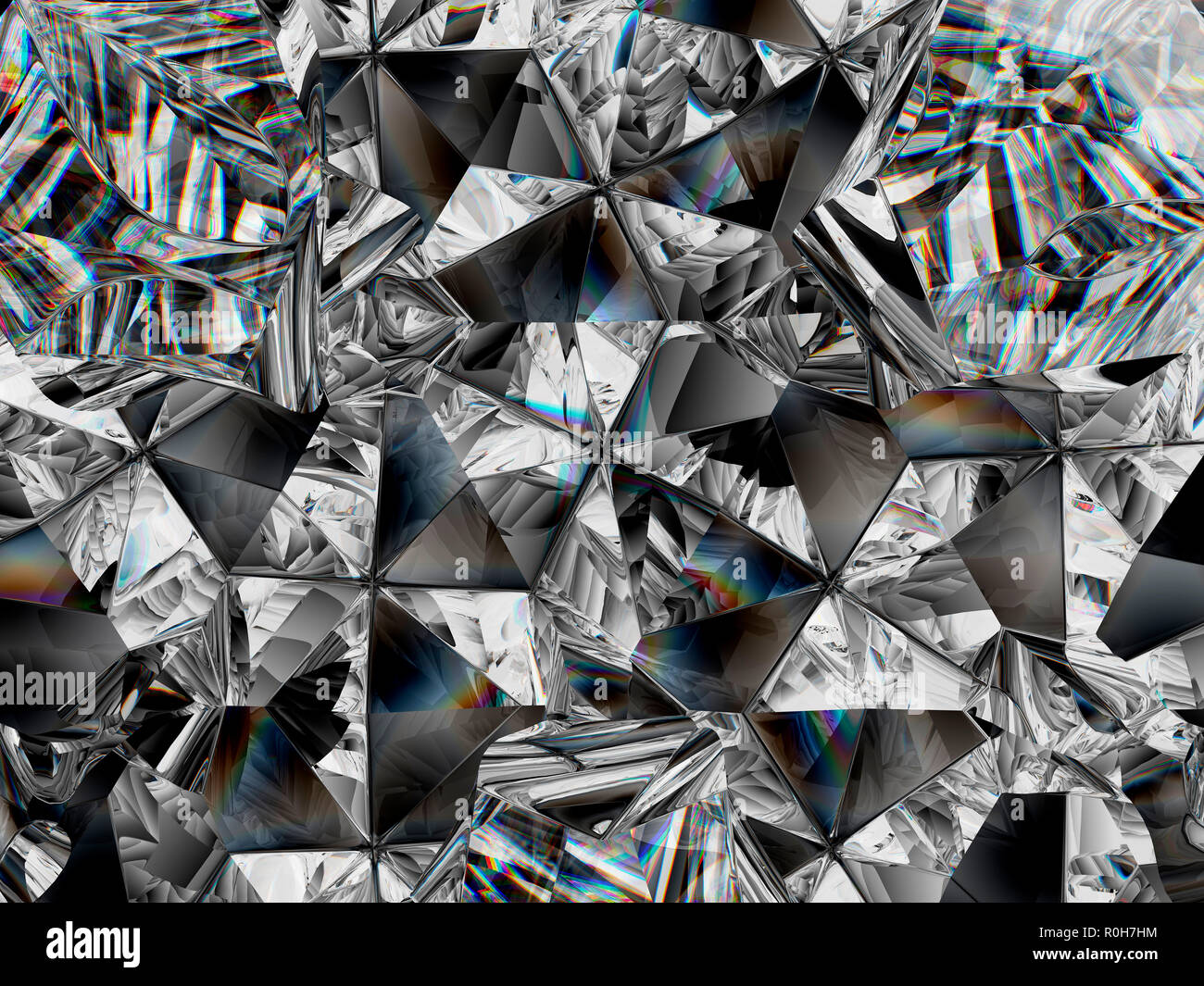 diamond texture closeup and kaleidoscope. top view of round gemstone 3d ...