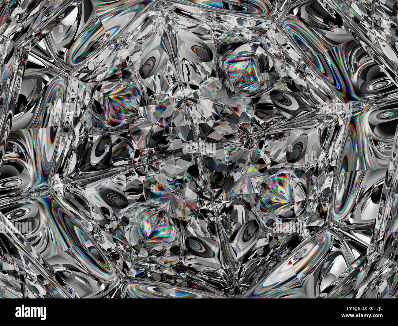 diamond structure extreme closeup. top view of round gemstone 3d render ...