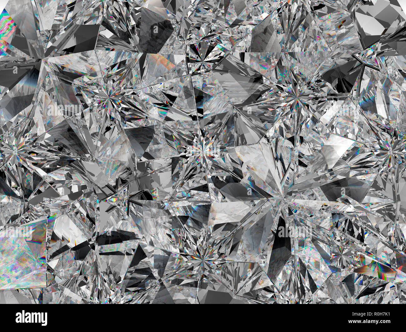 Gemstone structure extreme closeup and kaleidoscope. top view of round ...
