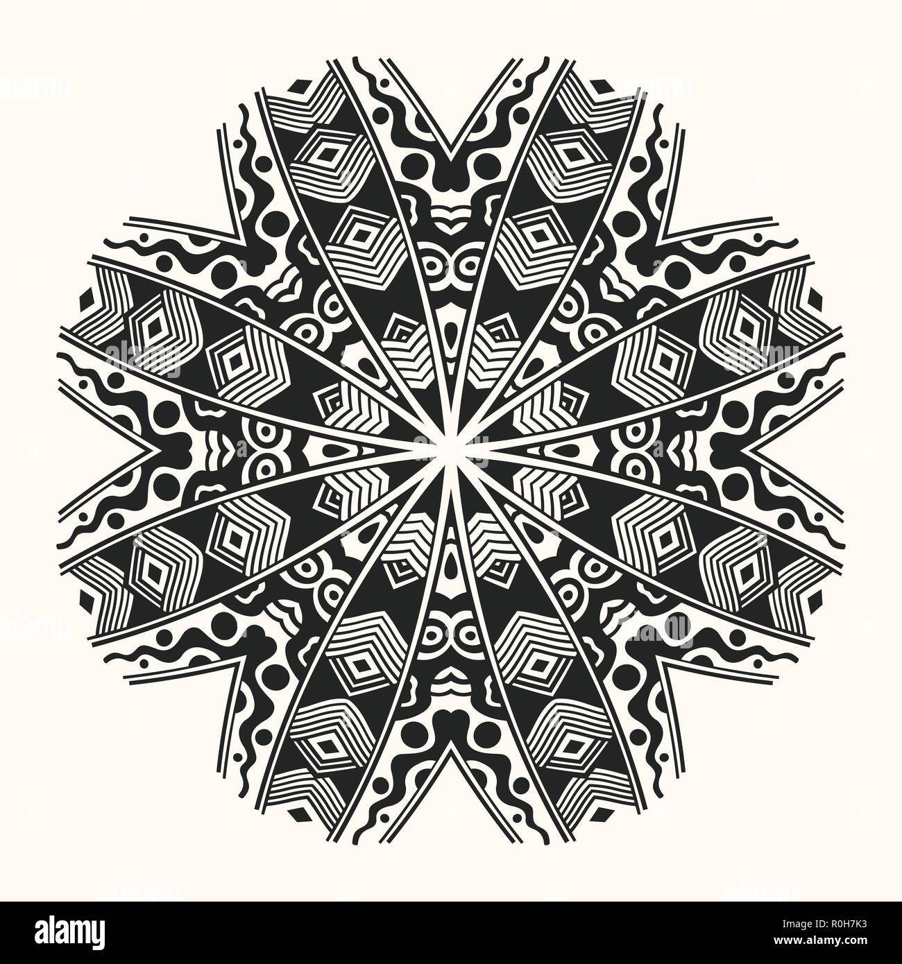 Vector zentangle template. Creative circular ornament. Round ...
