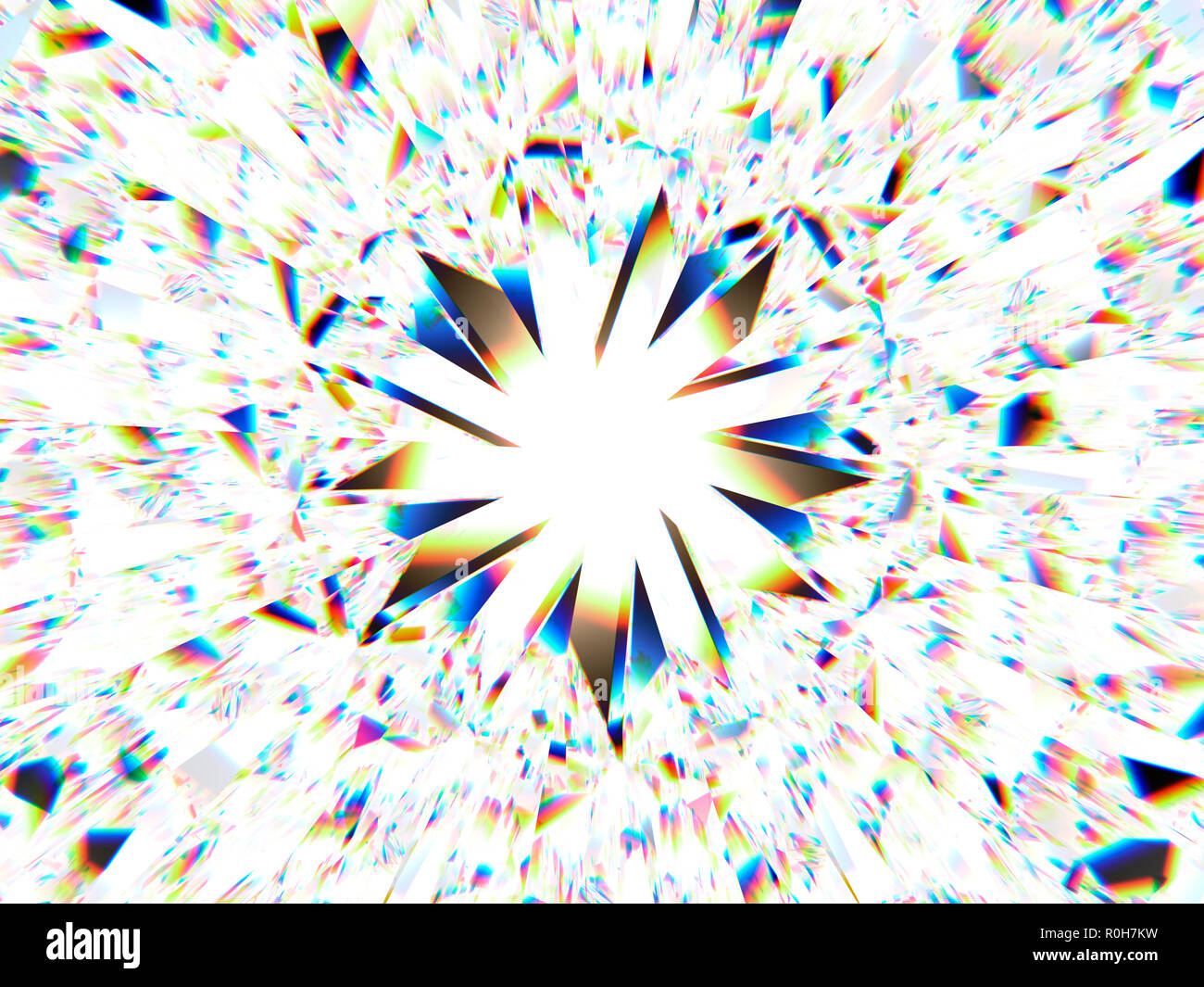 Gemstone structure extreme closeup and kaleidoscope. top view of round ...