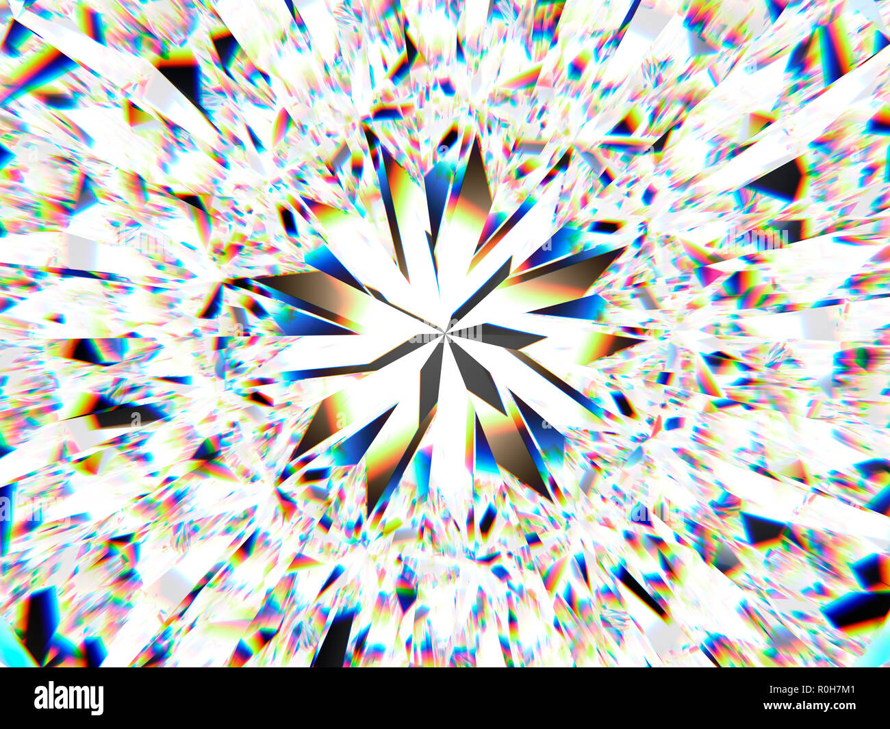 Gemstone structure extreme closeup and kaleidoscope. top view of round ...