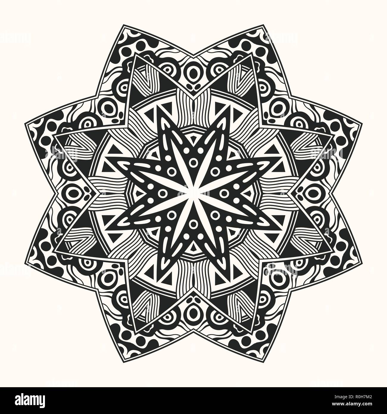 Vector zentangle template. Creative circular ornament. Round ...