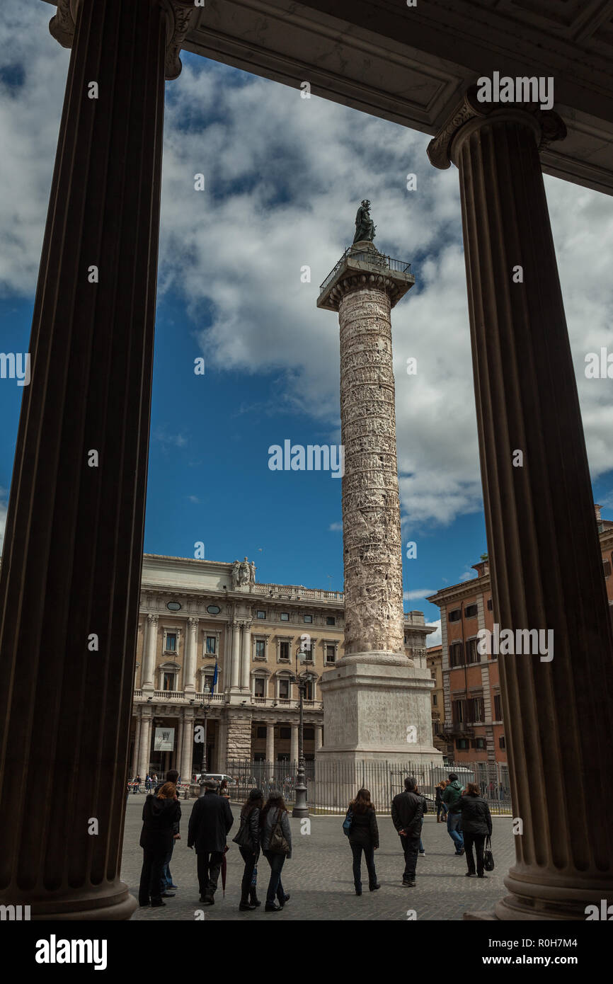 column with bas-reliefs recounting the victories of the Roman emperor ...