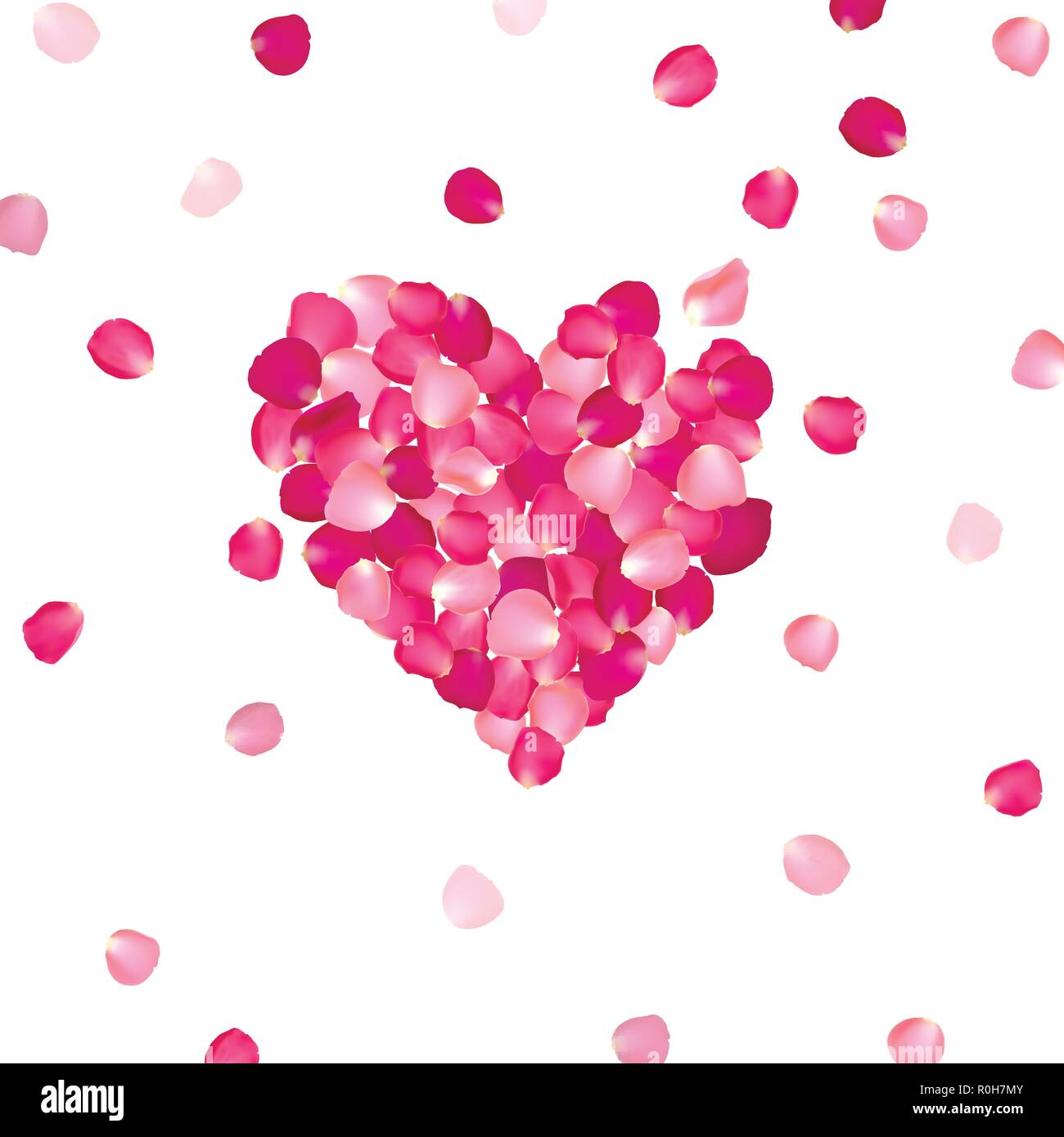heart of pink rose petals on white background Stock Vector Image & Art ...
