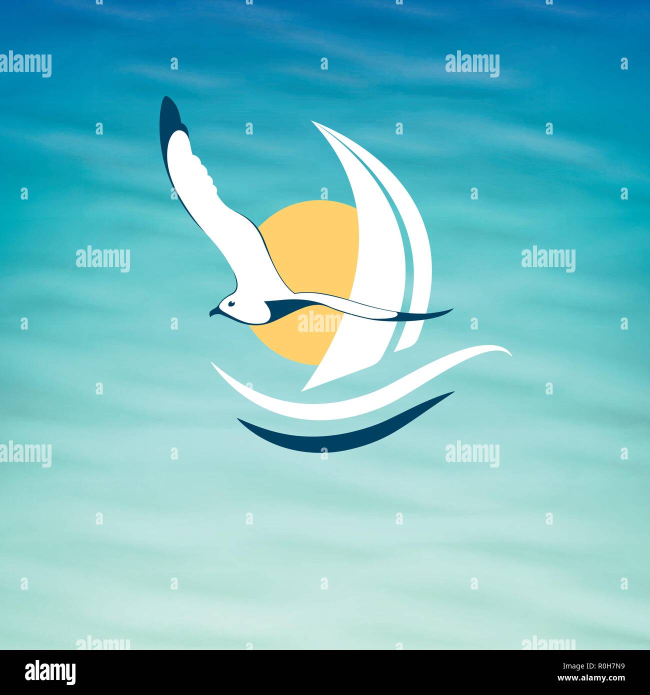 icon seagull on the sea background Stock Vector Image & Art - Alamy