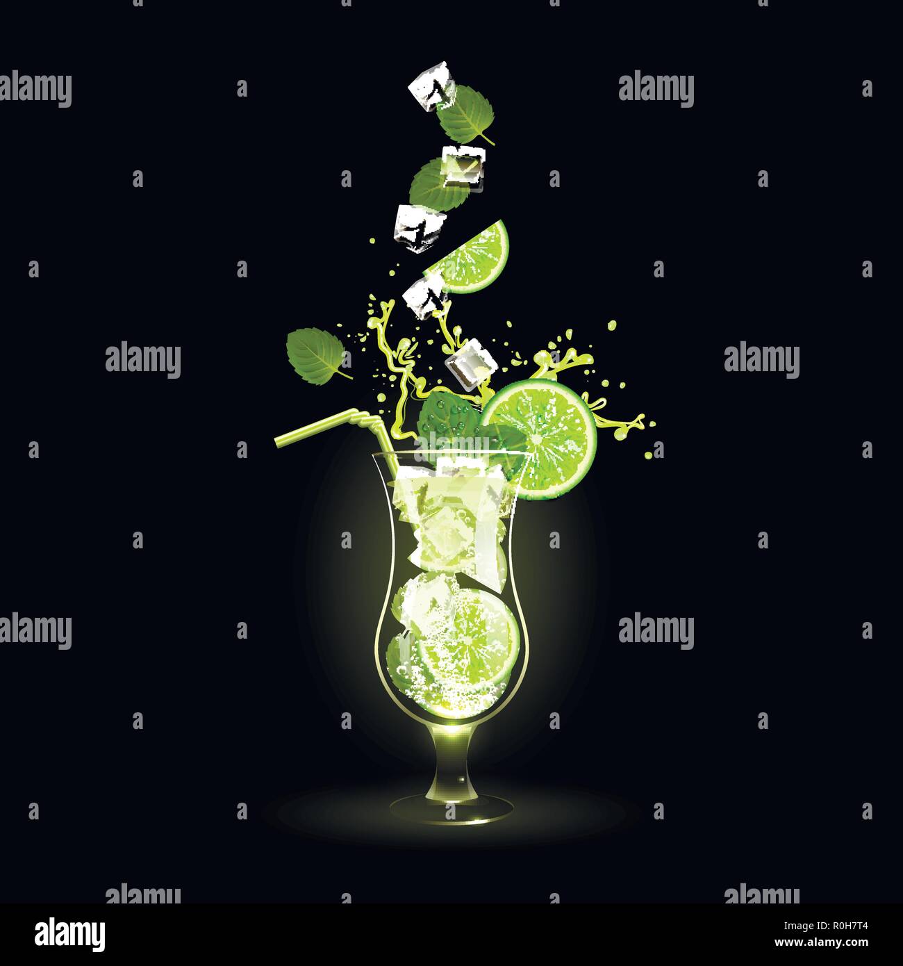 Mint ice cubes isolated lime Stock Vector Images - Alamy