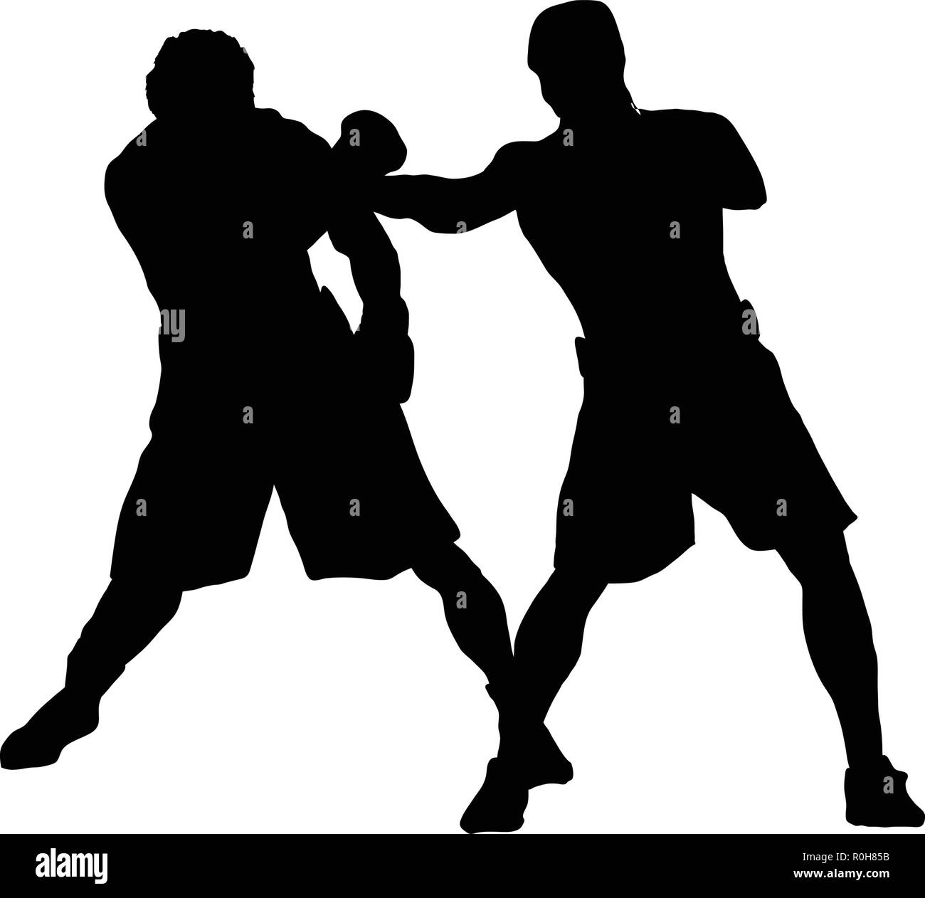 Action boxing ring boxing gloves Black and White Stock Photos & Images ...