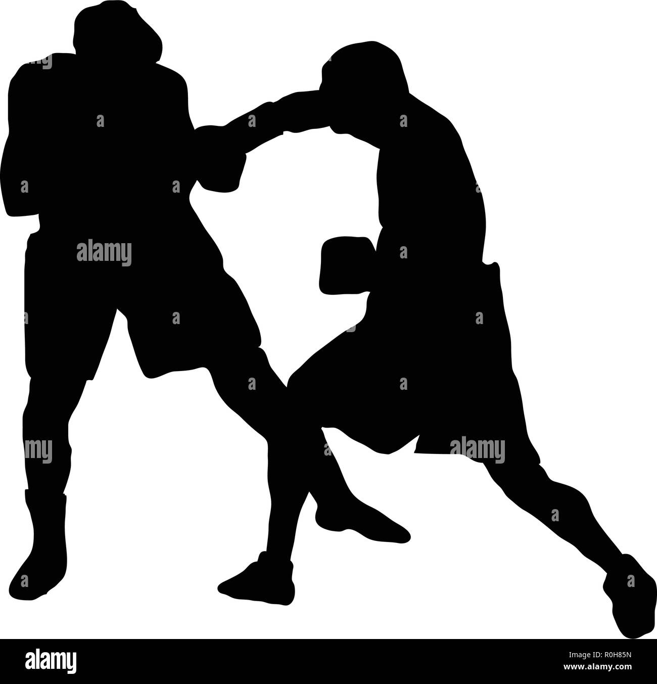 Boxing silhouette. Black on White. Vector illustration Stock Vector ...