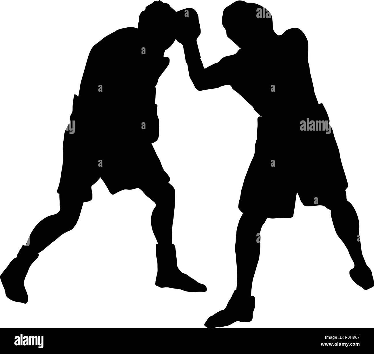 Boxing silhouette. Black on White. Vector illustration Stock Vector ...