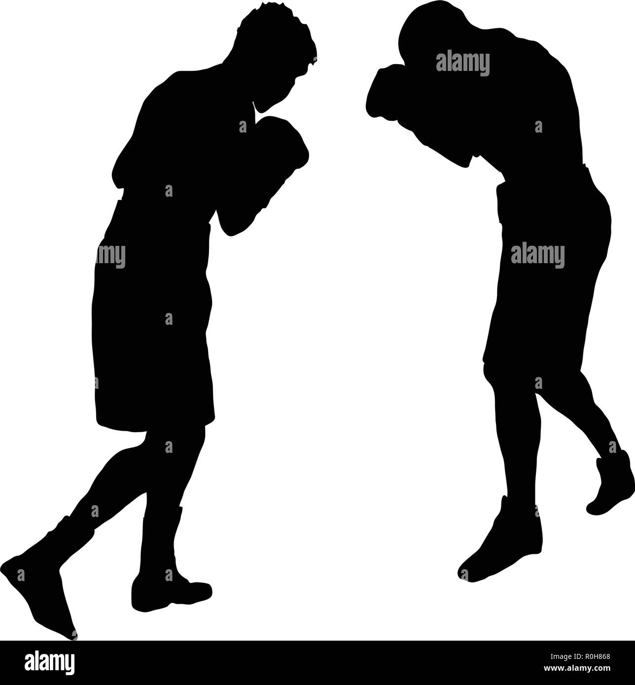 Boxing silhouette. Black on White. Vector illustration Stock Vector ...