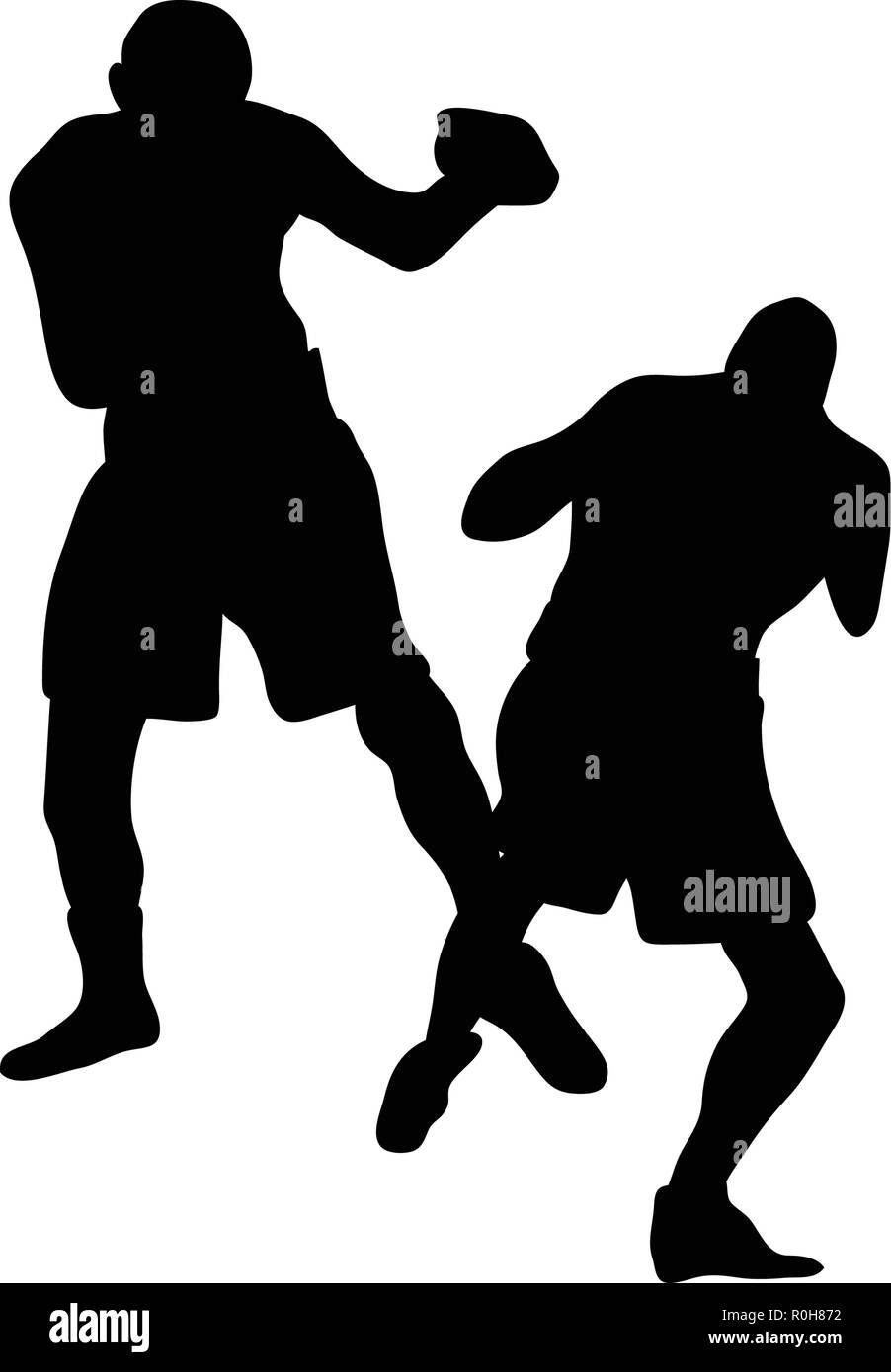 Boxing silhouette. Black on White. Vector illustration Stock Vector ...