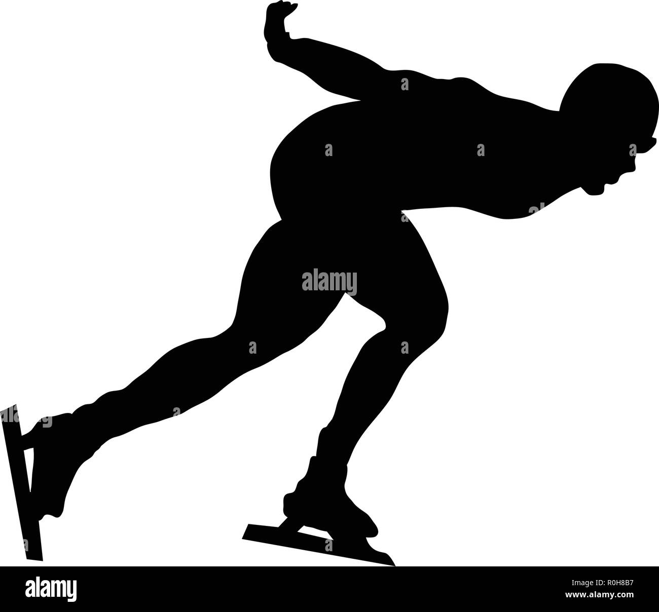 Skating man silhouette. Black on white. Vector illustration Stock ...