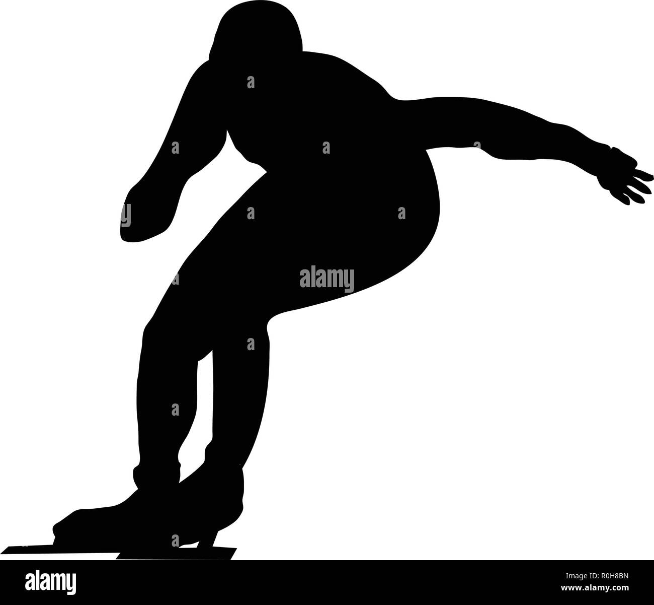 Skating man silhouette. Black on white. Vector illustration Stock ...