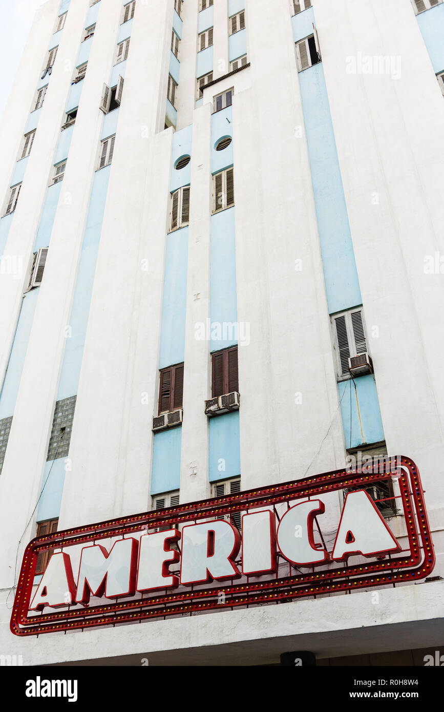Facade of the Teatro América (America Theatre) in Havana Stock Photo ...