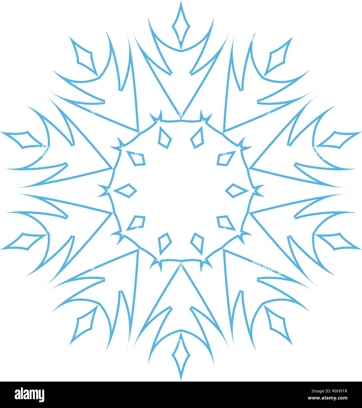 Snowflake ornate. Blue on white. Vector illustration Stock Vector Image ...