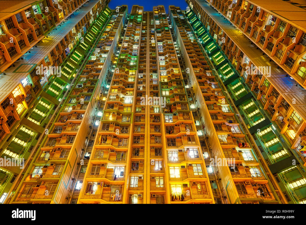 massive narrow tower blocks in Hong Kong South West, China, Asia area ...