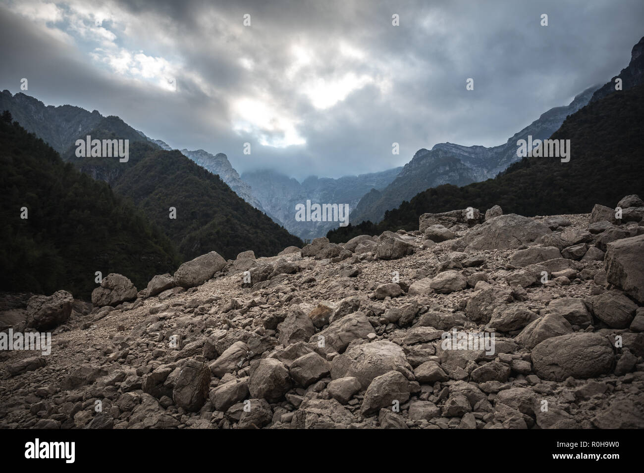 Alps mountain rocks in National Park of the Belluno Dolomites Stock ...