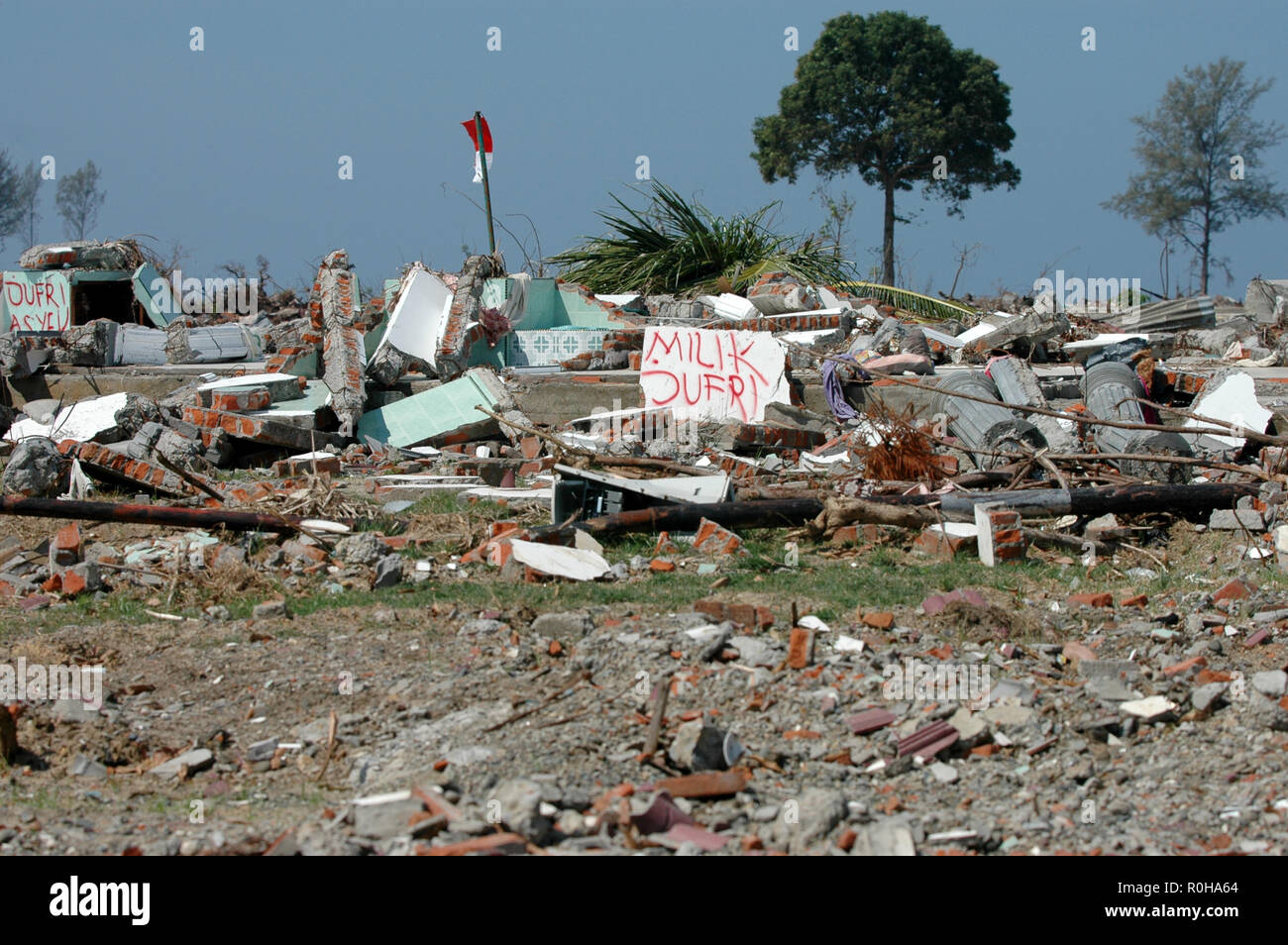 Demaged house and village cause by Indian Ocean Earthquake and Tsunami ...