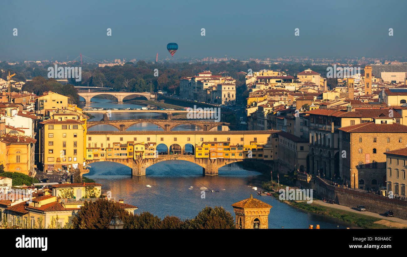 Florence, Italy, panoramic view of the city bridges Stock Photo - Alamy