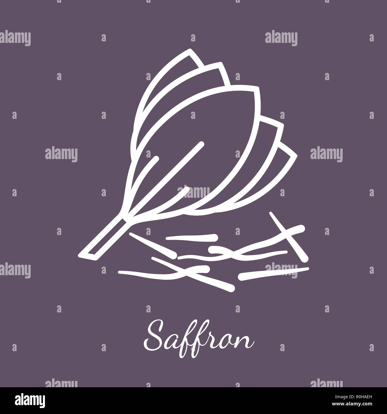 Saffron crocus blossom and threads icon. Flavoring spices vector symbol ...