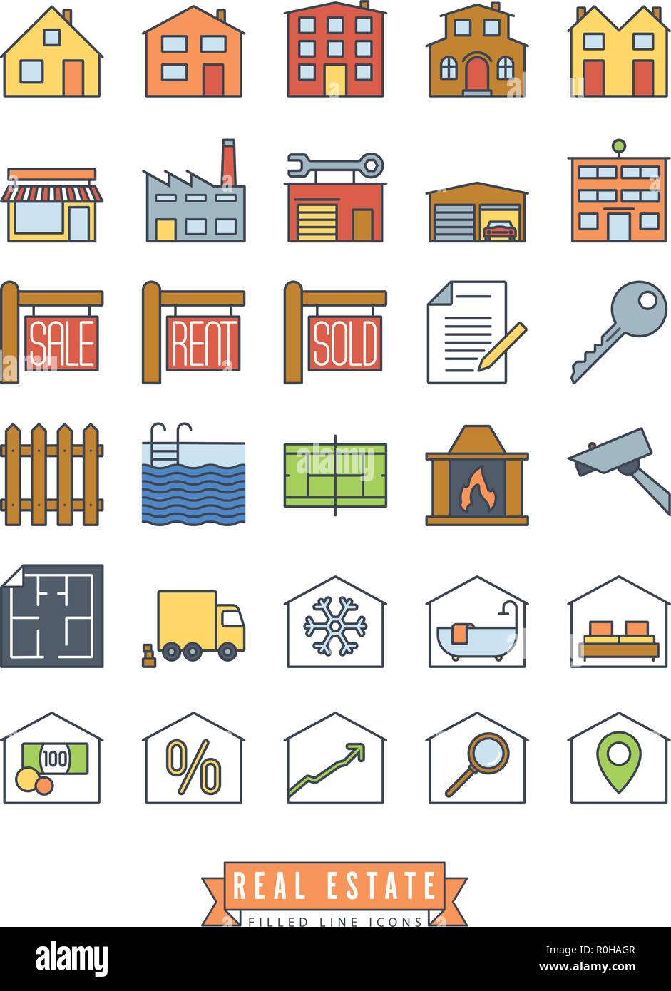 Real estate buildings icons hi-res stock photography and images - Alamy