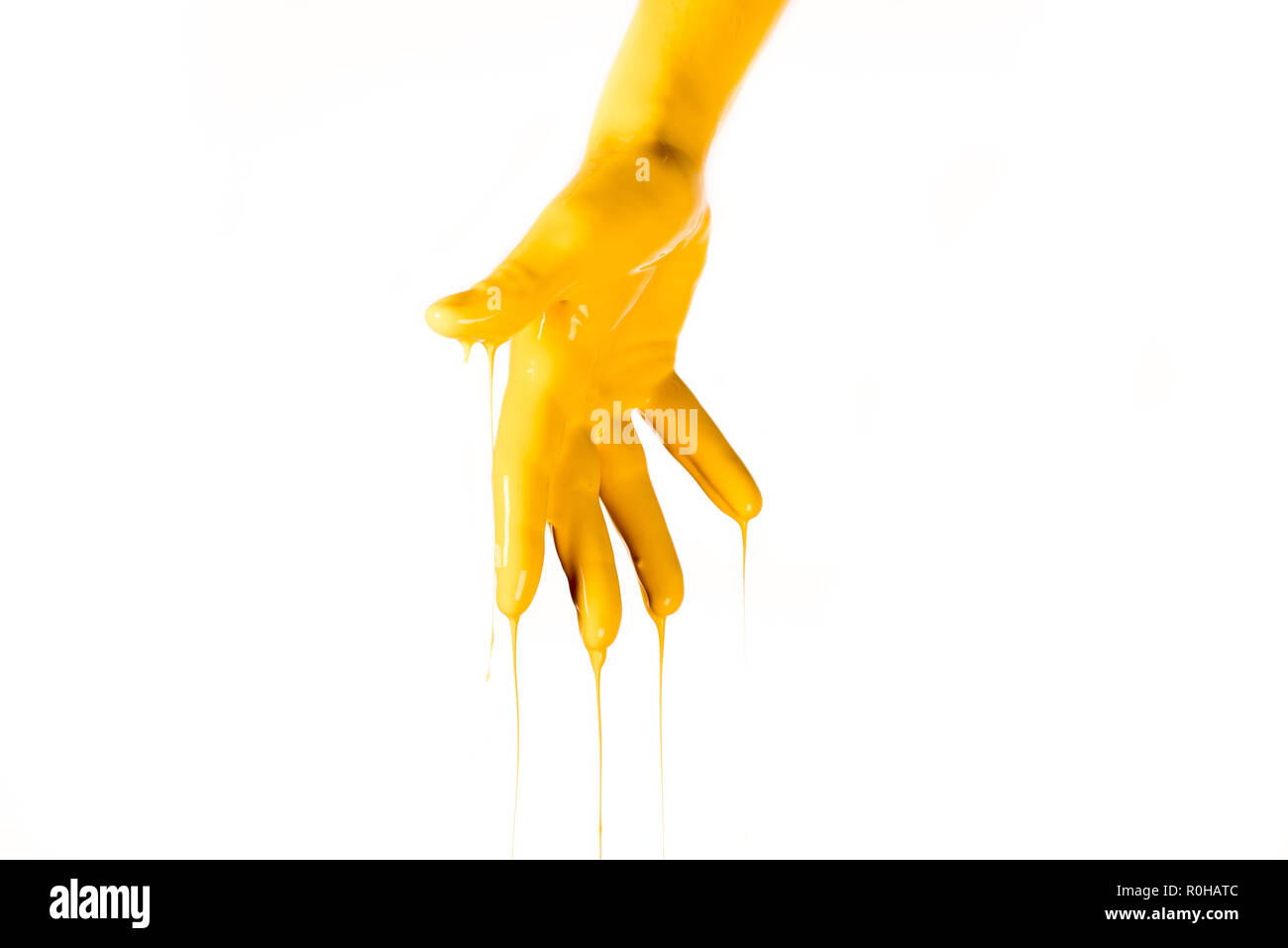 Human hands dipped in color paint, creative concept. Painted hand Stock ...