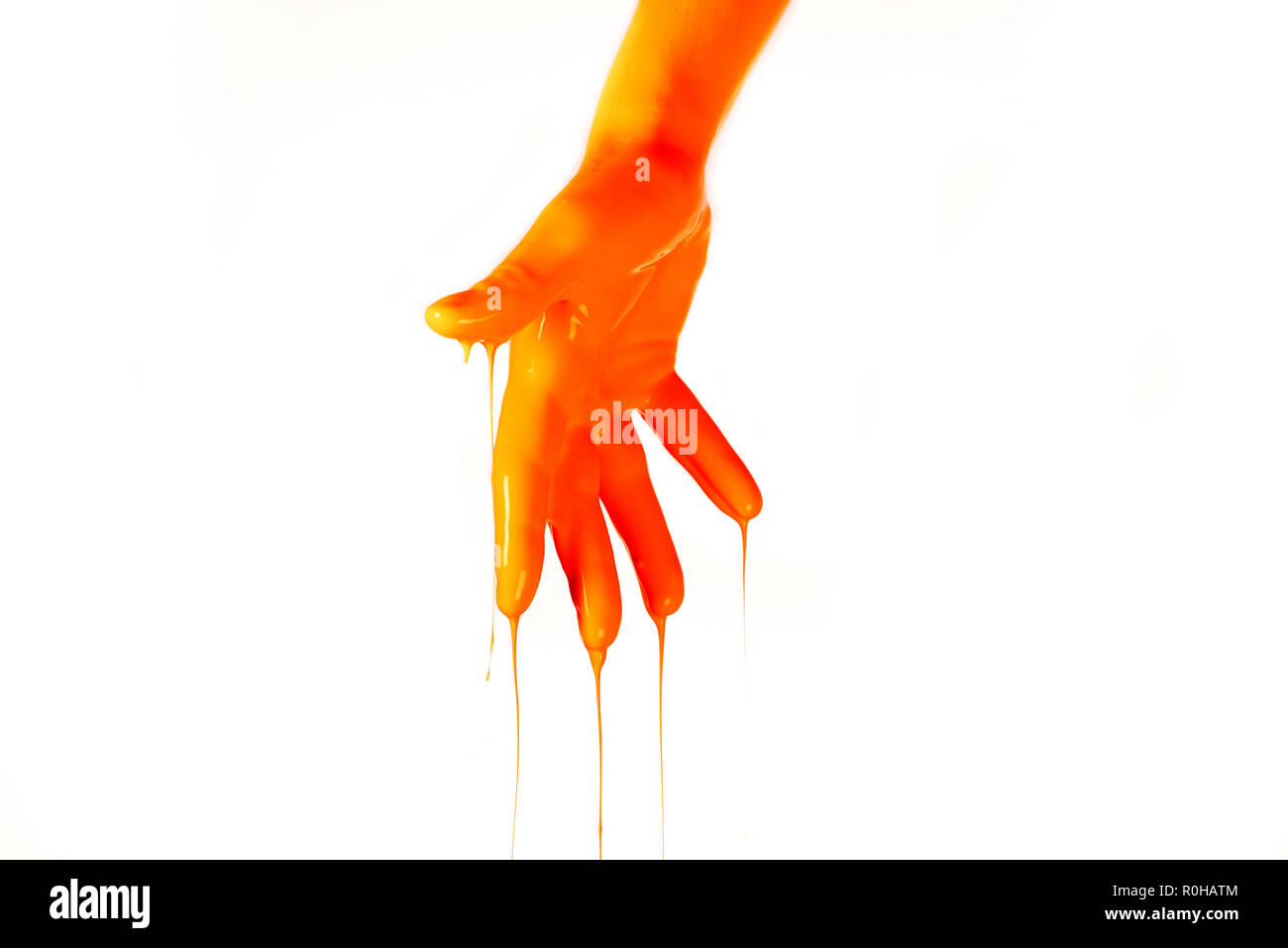 Human hands dipped in color paint, creative concept. Painted hand Stock ...