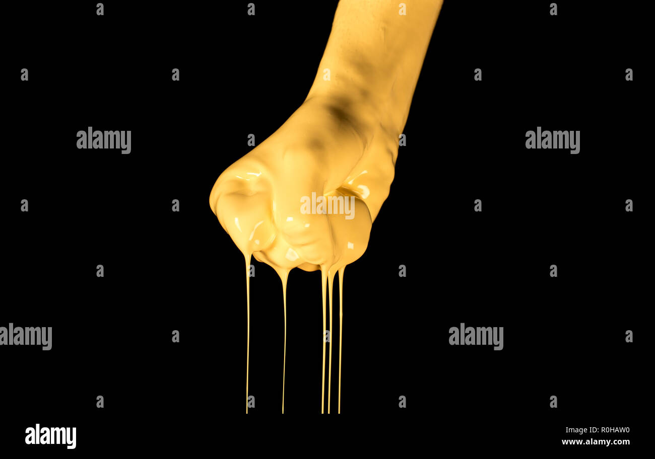 Human hands dipped in color paint, creative concept. Painted hand ...