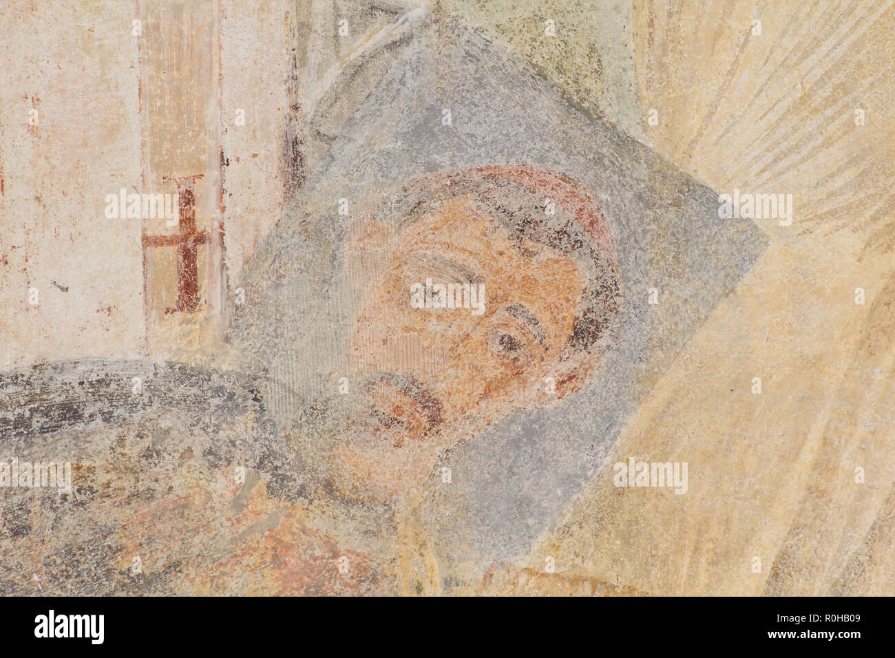 Detail of a rare Byzantine fresco in Rome (7-8th C) - Atrium of ...