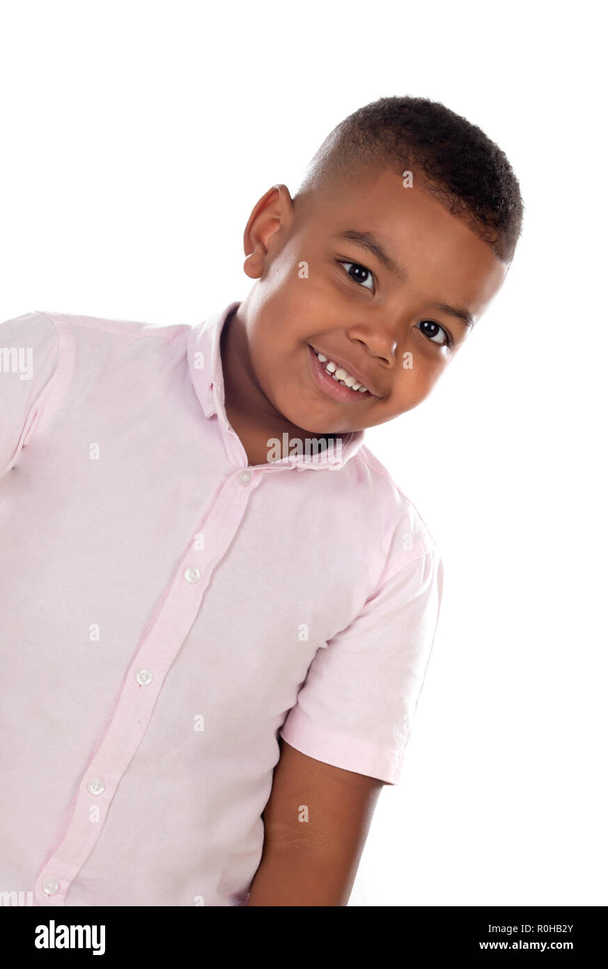 Happy latin child isolated on a white background Stock Photo - Alamy