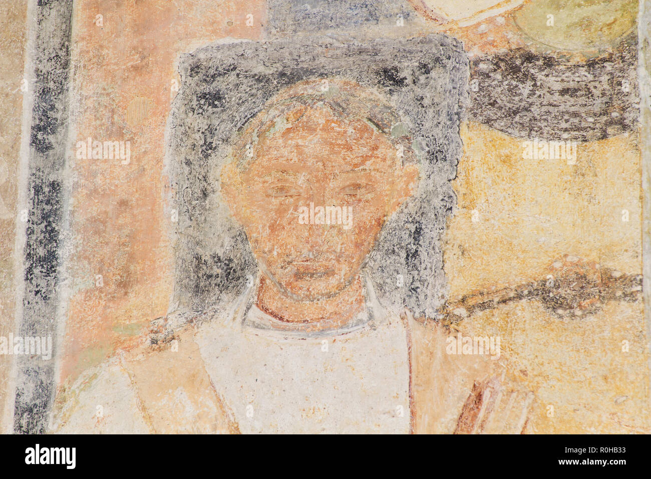 Detail of a rare Byzantine fresco in Rome (7-8th C) - Atrium of ...