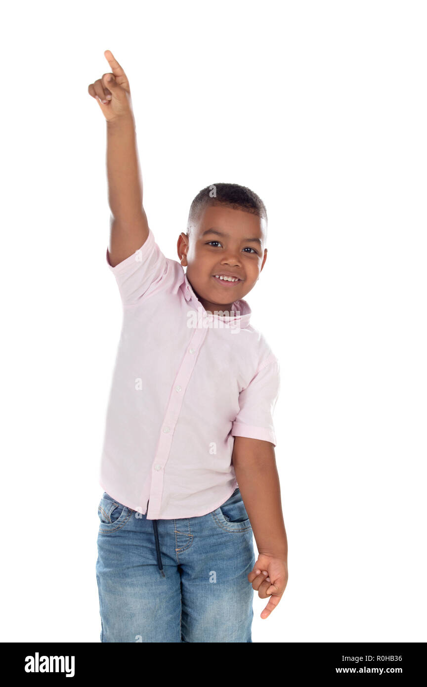 Happy latin child isolated on a white background Stock Photo - Alamy