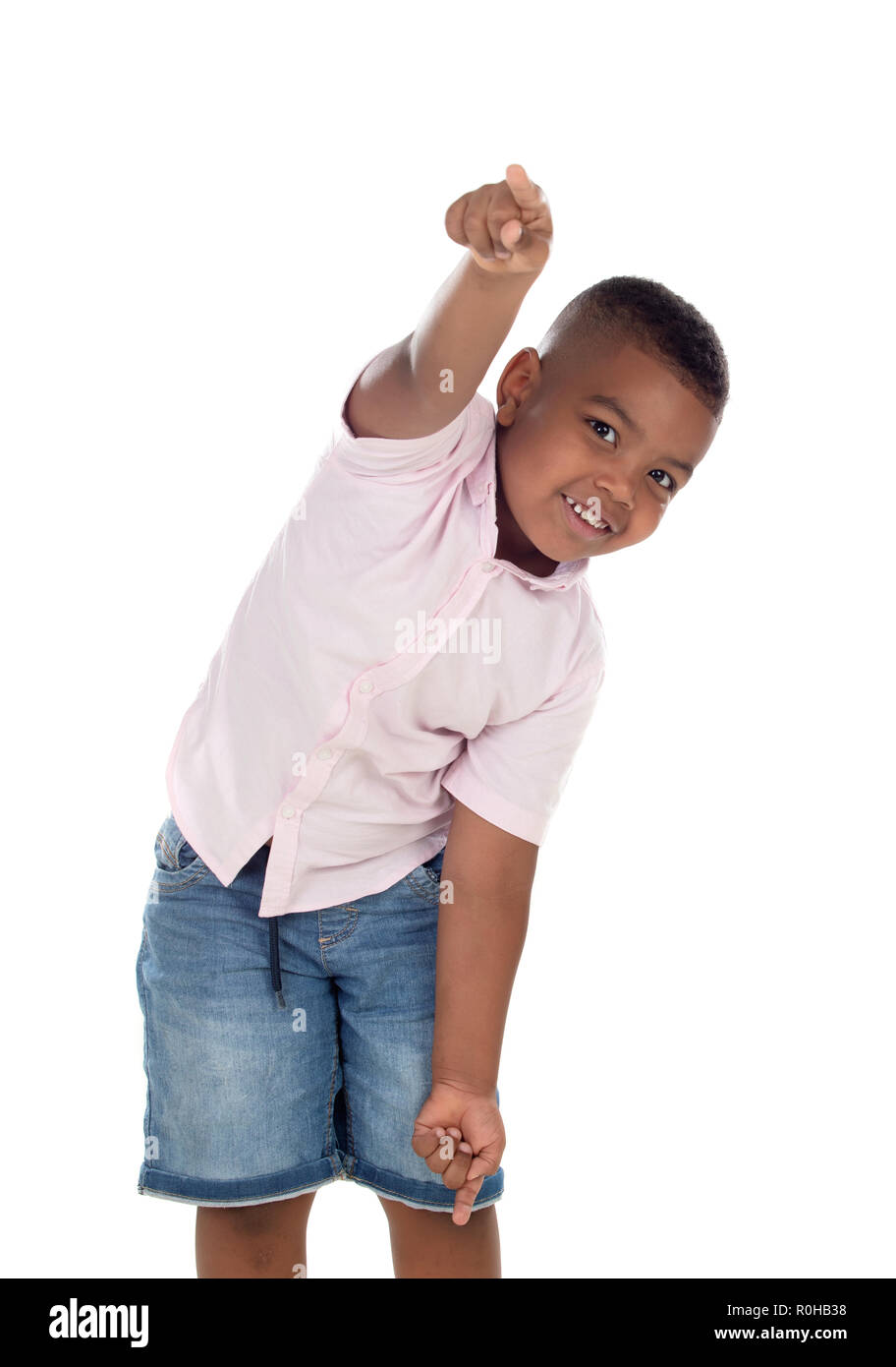 Happy latin child isolated on a white background Stock Photo - Alamy